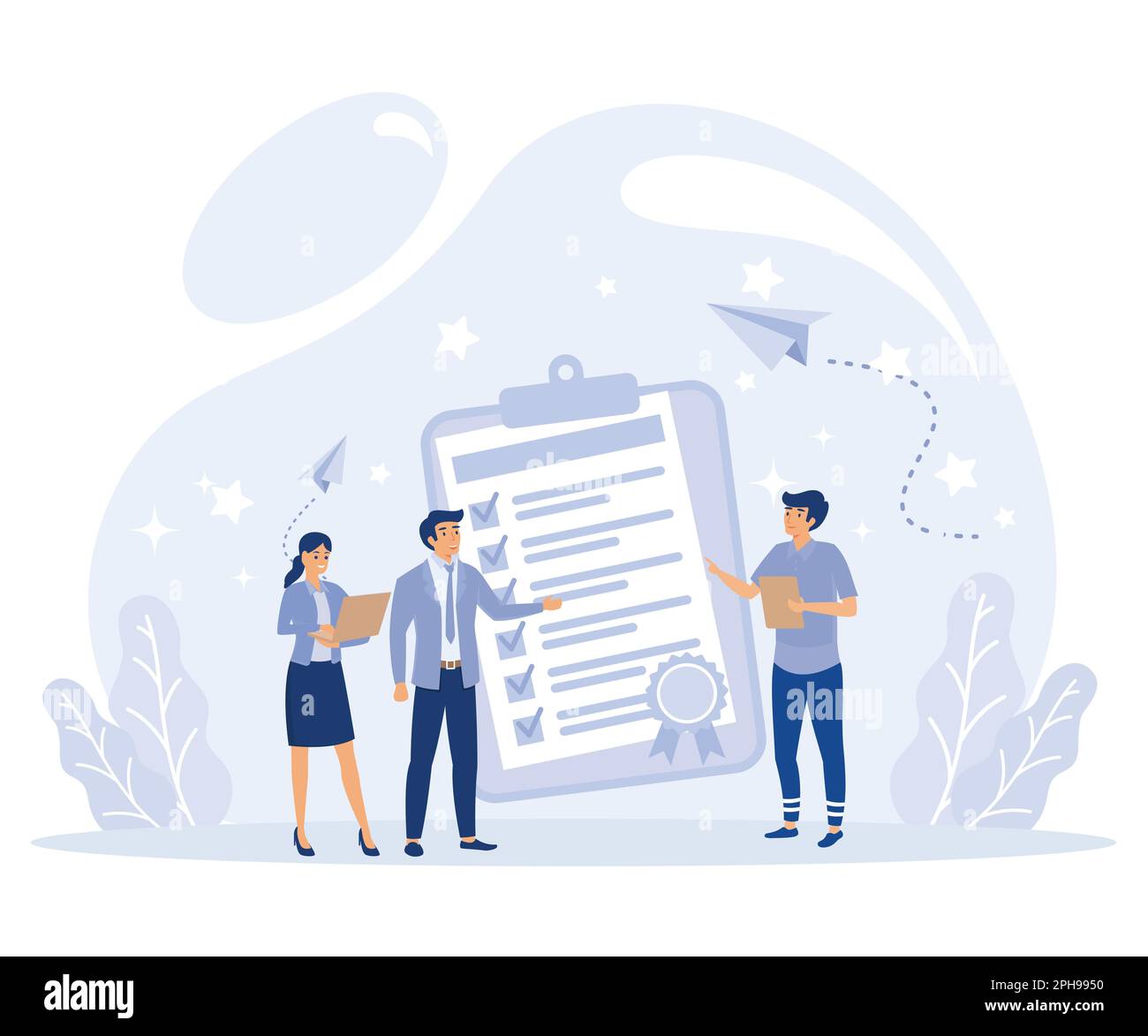 Quality guarantee concept. Evaluation, expertise and inspection for errors. flat vector modern ...