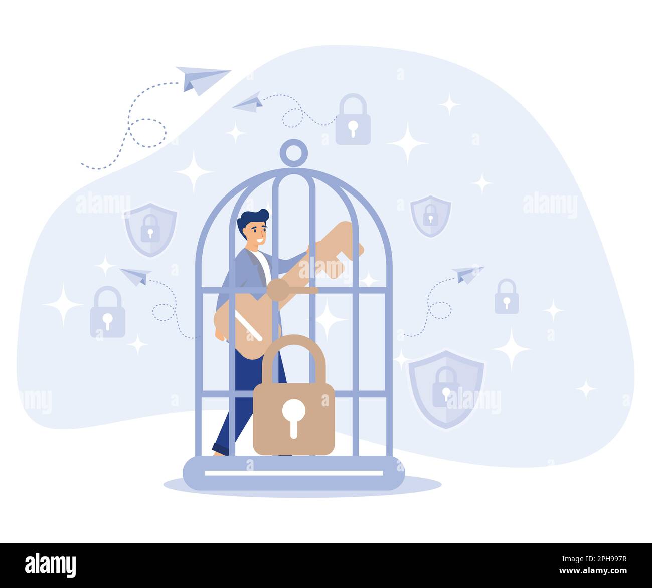 Freedom concept. Inner prison. Personal development. flat vector modern ...
