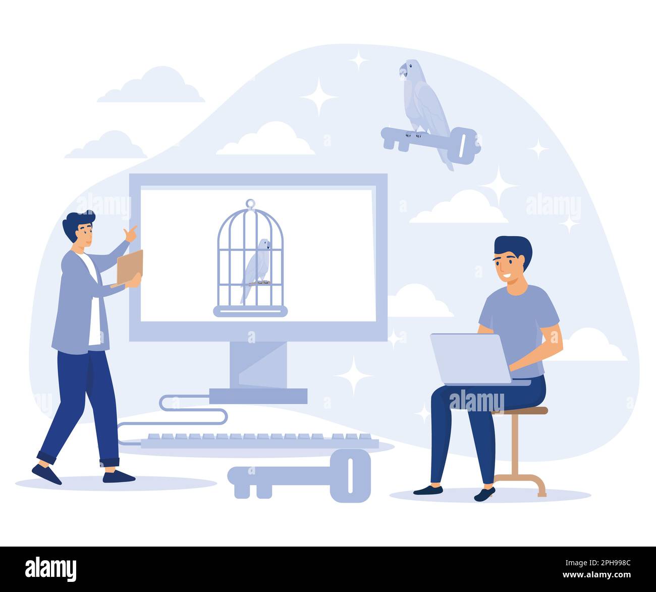 Freedom concept. Inner prison. Personal development. flat vector modern ...