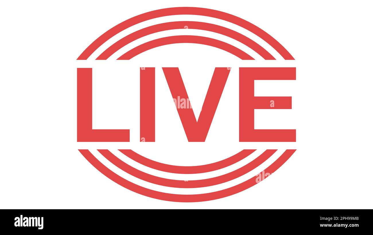 Live logo broadcast, button air stream, sign livestream tv vlog Stock ...