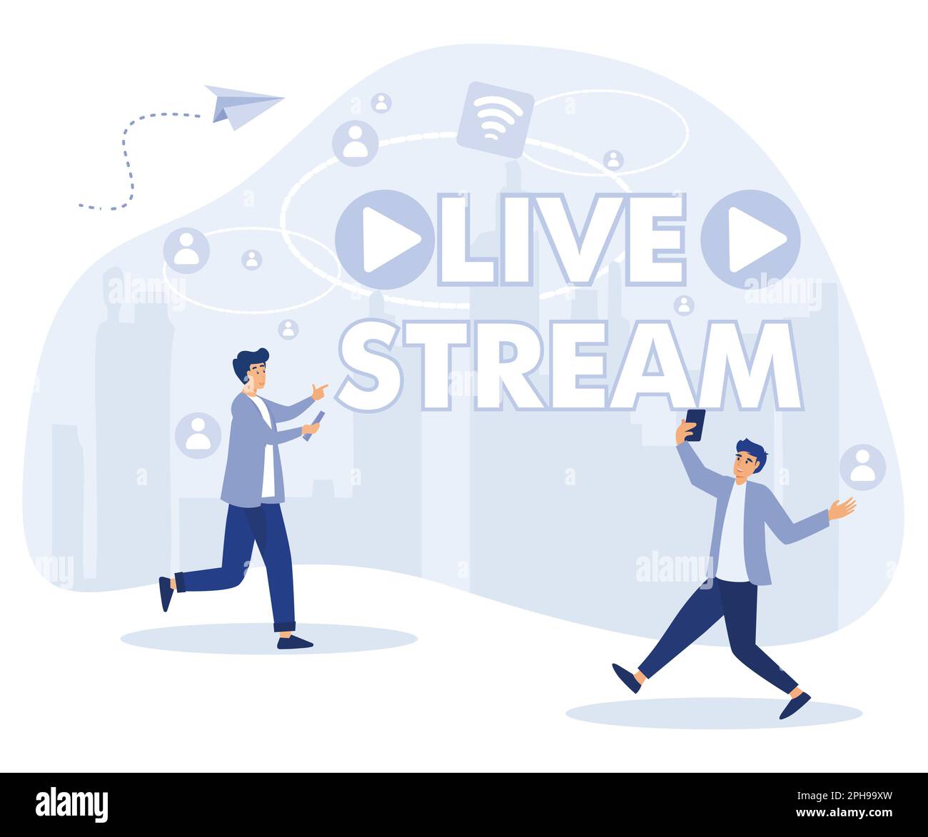 Live streaming concept. Online video chat. flat vector modern ...