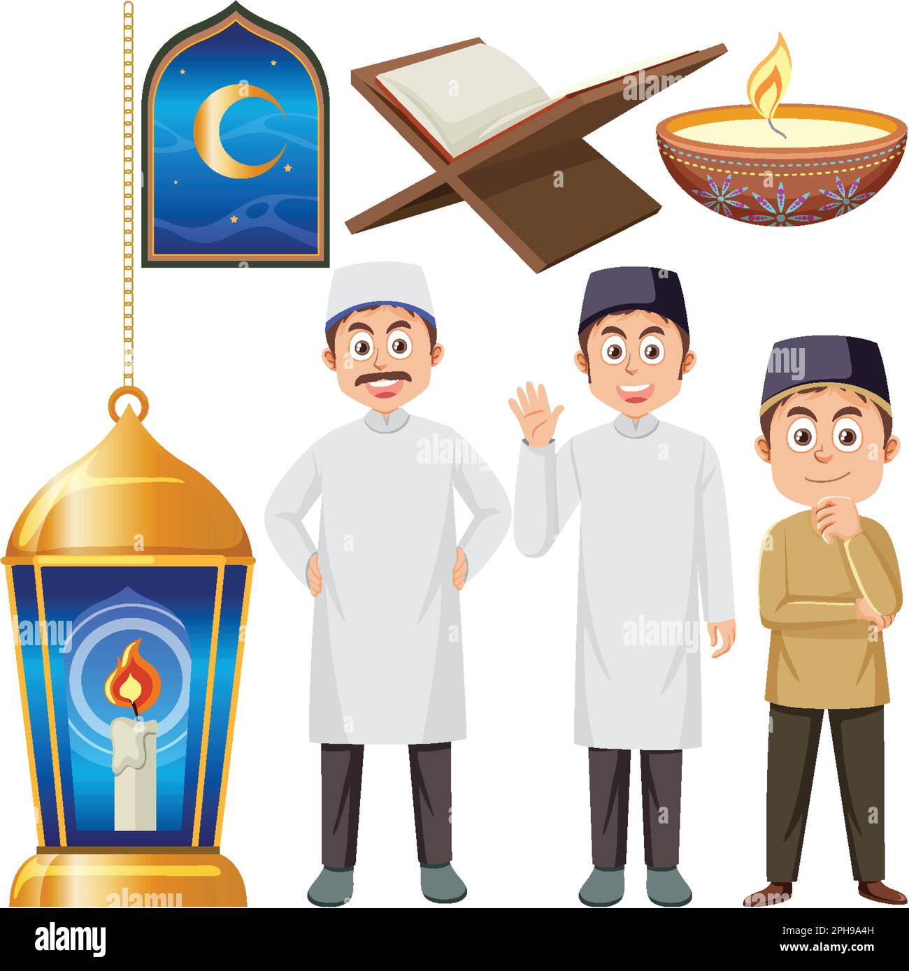 Diverse Muslim Cartoon Characters Set illustration Stock Vector Image ...