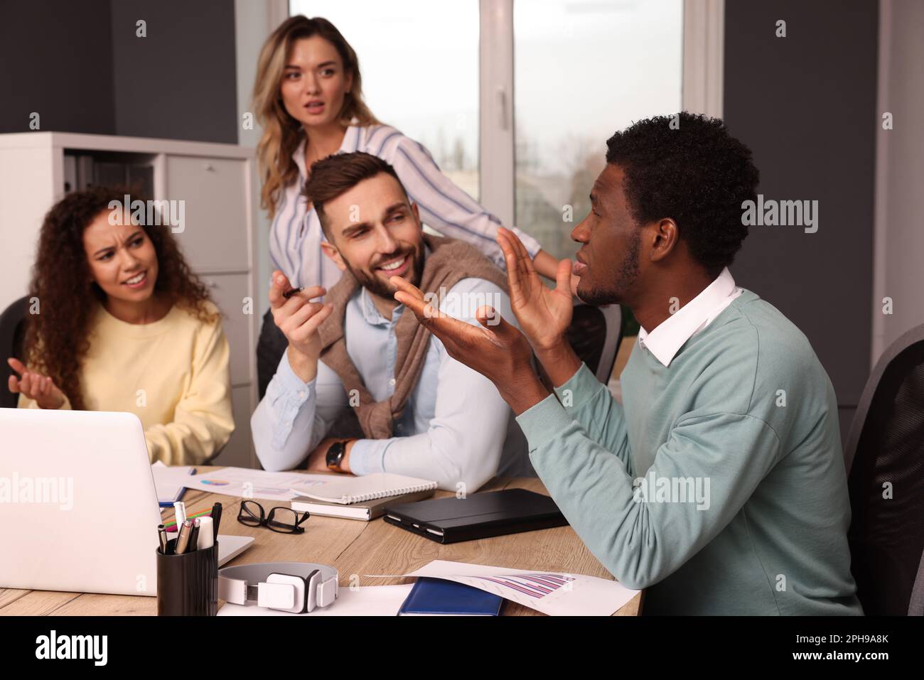Team of employees working together in office. Startup project Stock ...