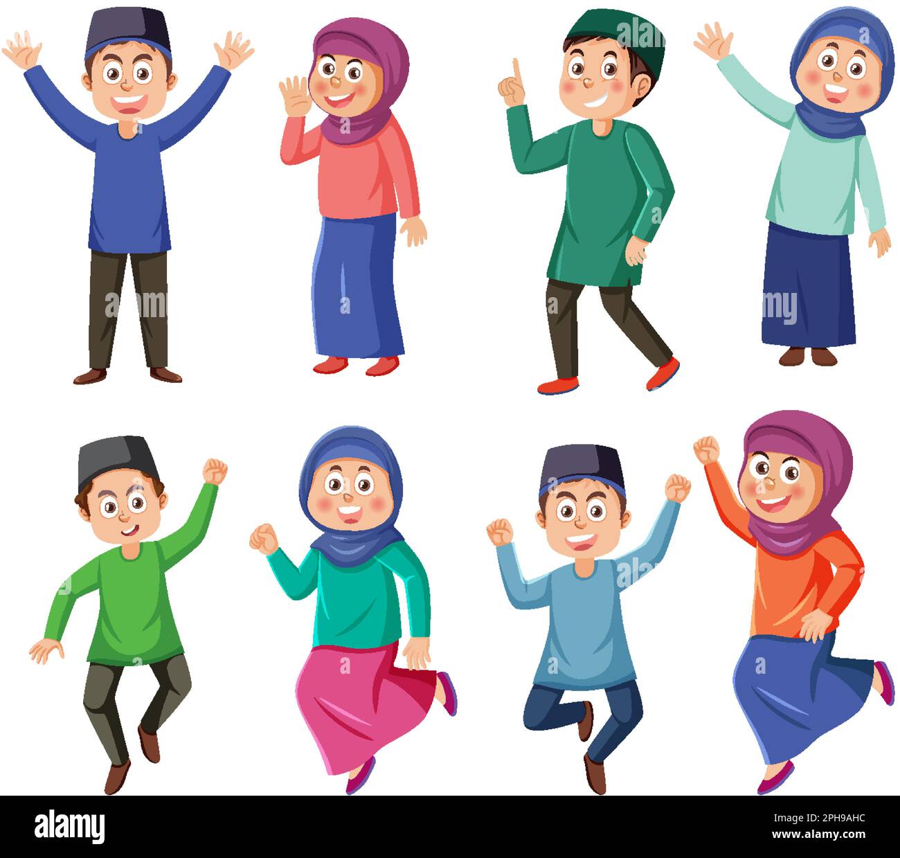 Muslim cartoon characters set illustration Stock Vector Image & Art - Alamy