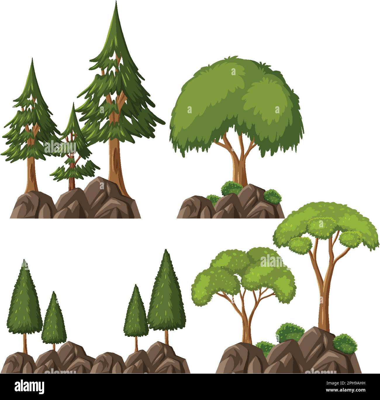 Set of tree in cartoon style illustration Stock Vector Image & Art - Alamy