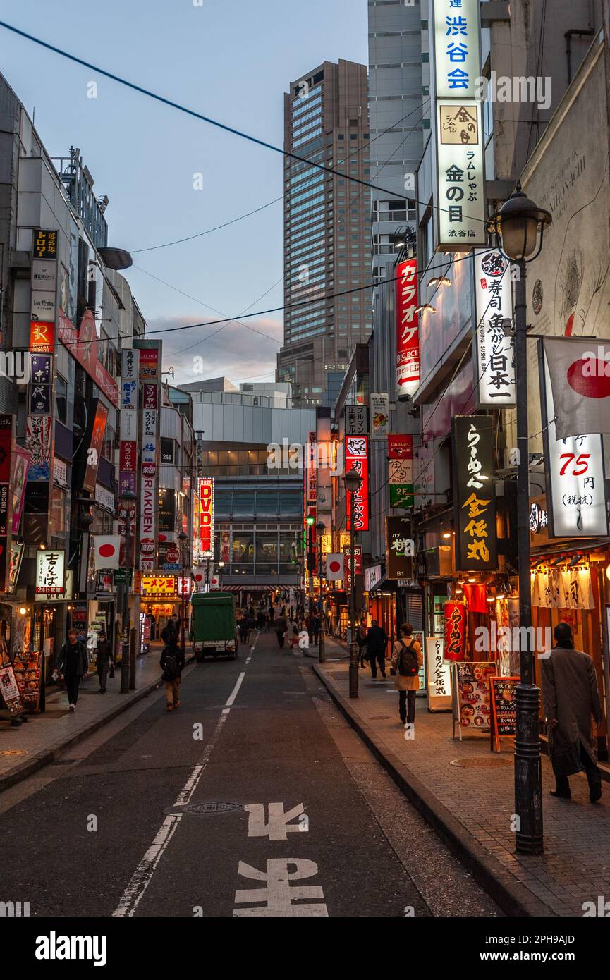 Tokyo, Japan - January 8, 2020. Many people walking along the busy ...