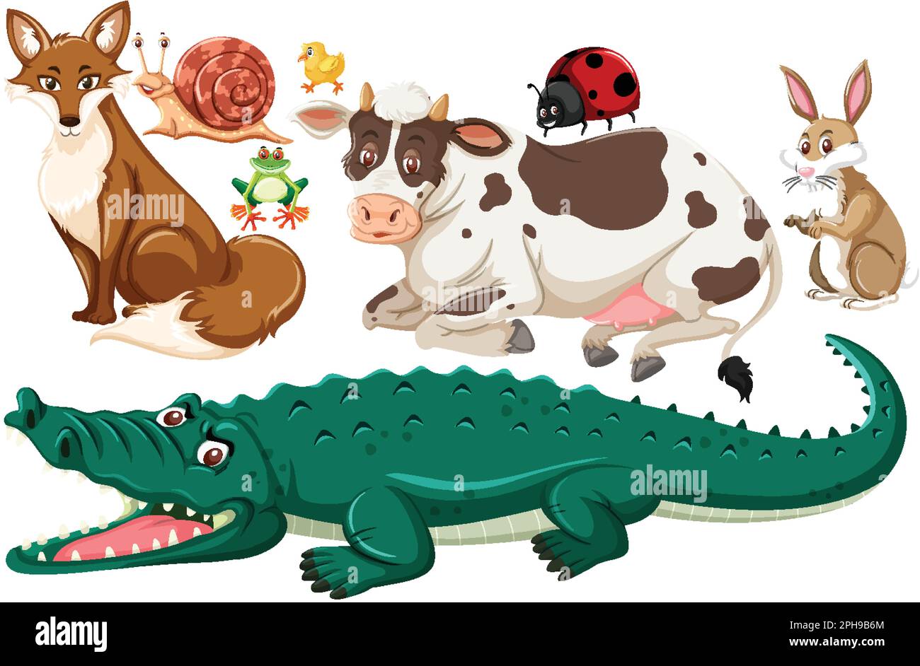 Set of cute animals cartoon character illustration Stock Vector Image ...