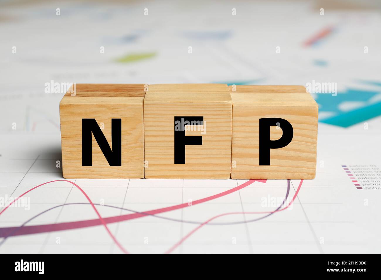 Cubes with abbreviation NFP on graphical chart Stock Photo - Alamy