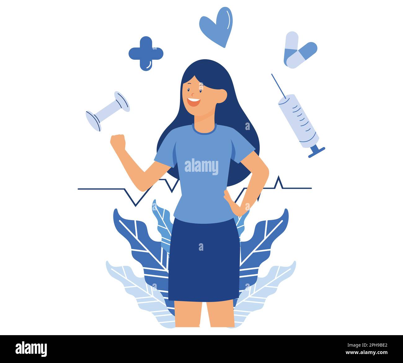 Healthcare concept. Happy healthy woman caring about heart wellness ...