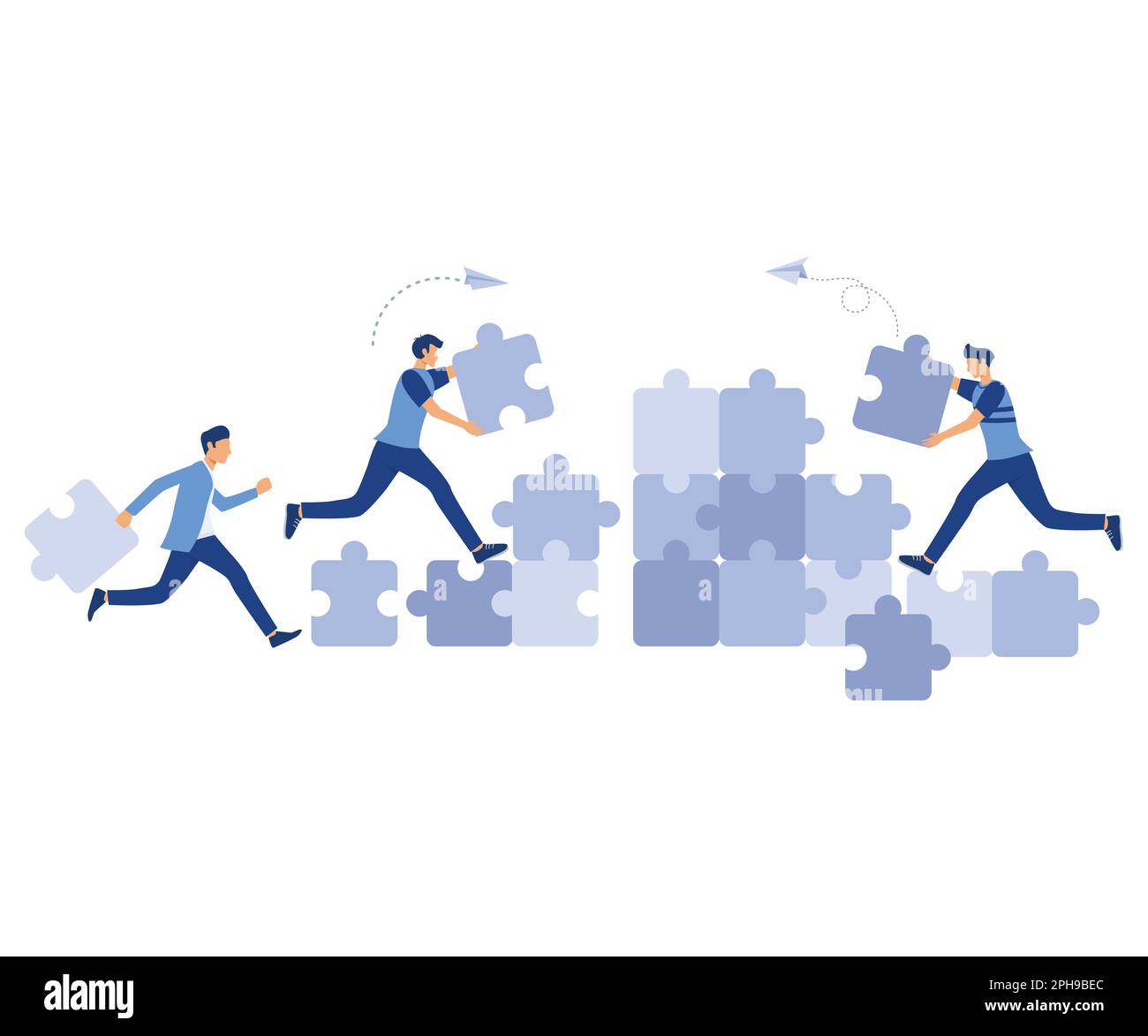 Business concept, people connecting puzzle pieces. Symbol of teamwork ...