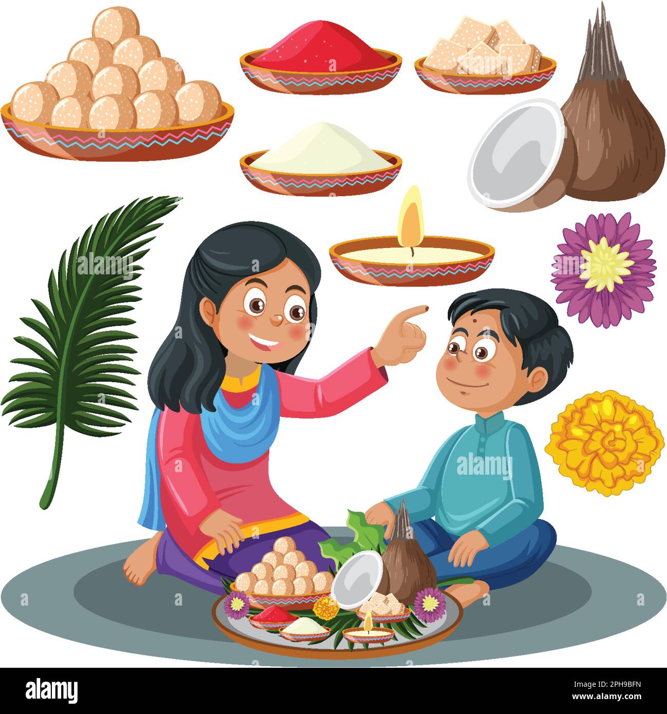 Indian Bhai Dooj festival element illustration Stock Vector Image & Art ...