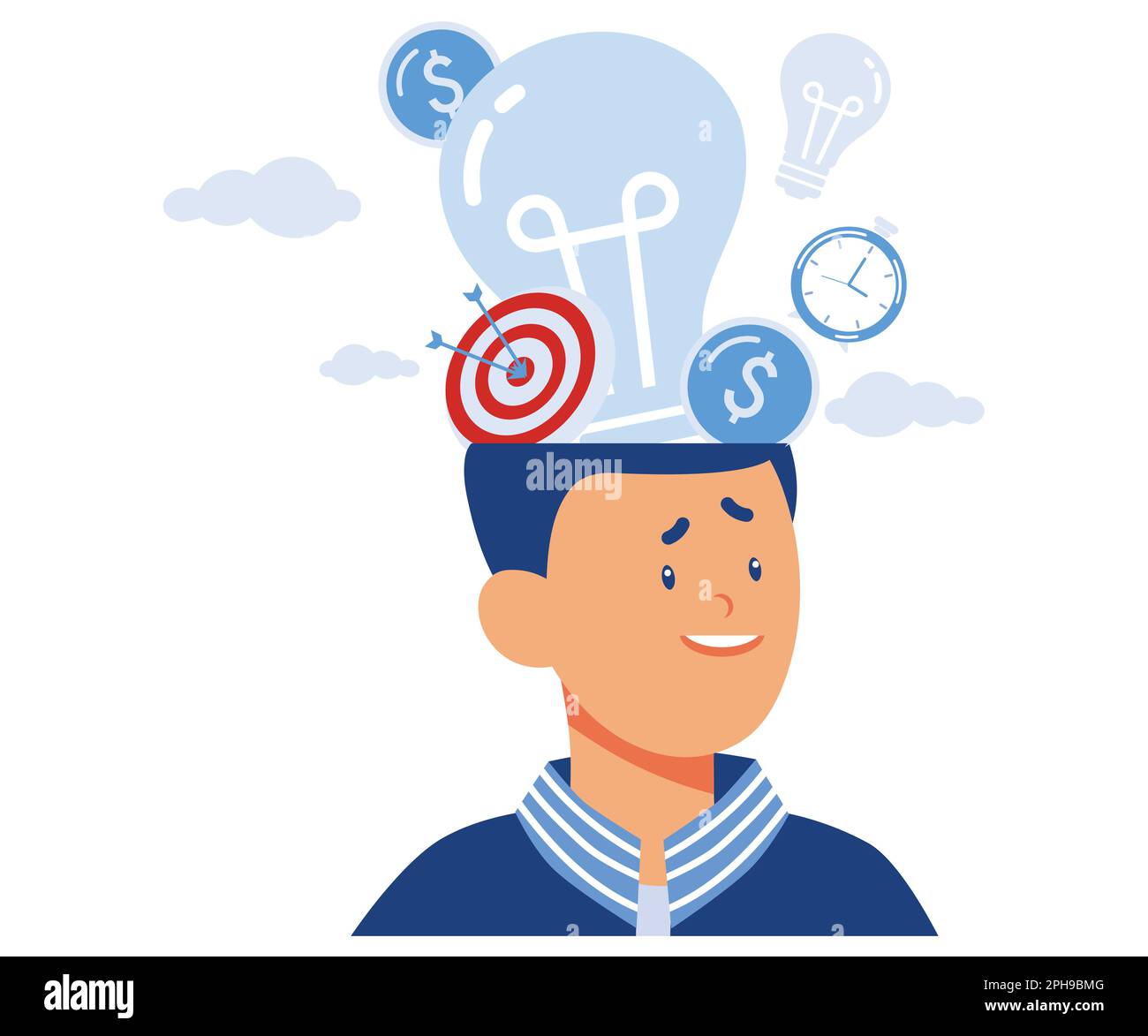 head idea light bulb creative thinking goal. brainstorming thought ...