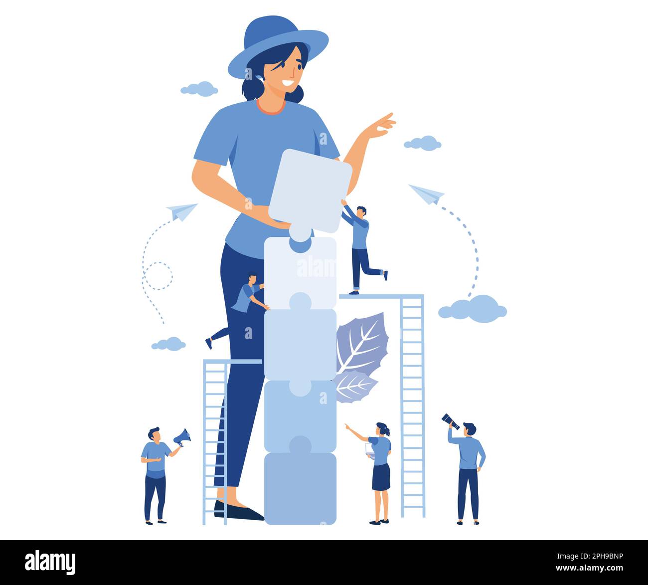 puzzle people connecting elements, Symbol of teamwork, cooperation ...