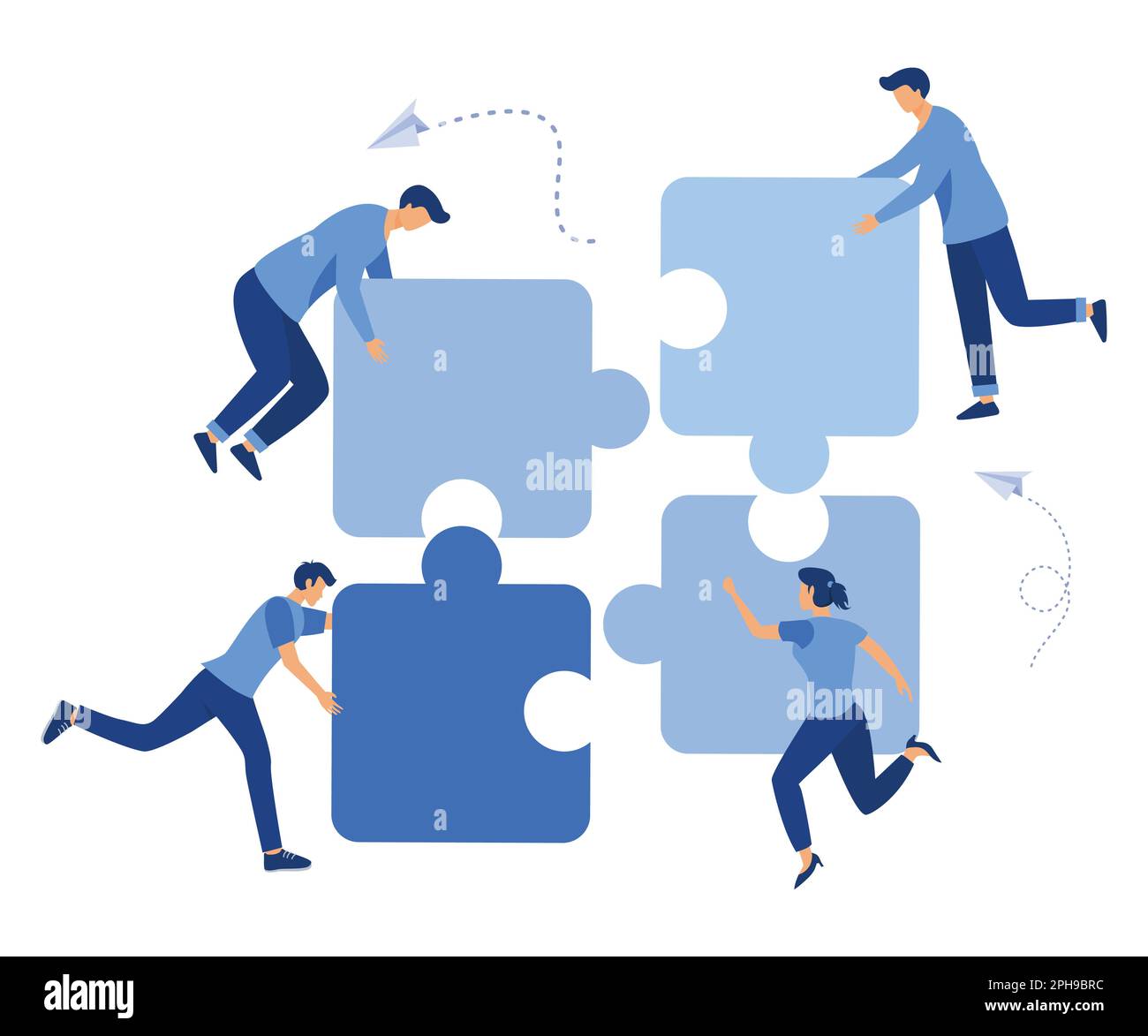 Business concept. Team metaphor. people connecting puzzle elements ...