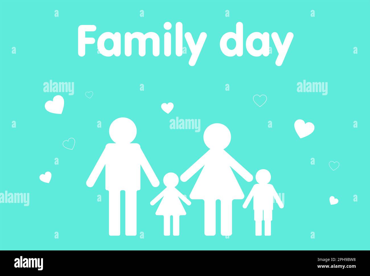 Happy Family Day. Illustration of parents with their children and ...