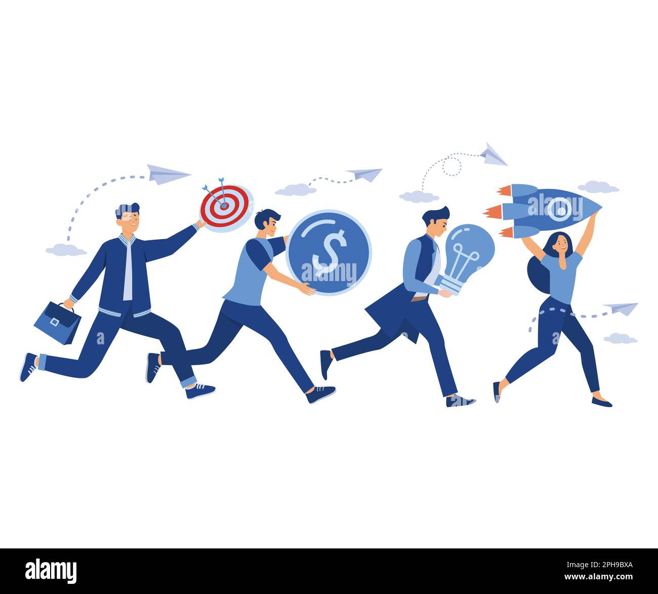 entrepreneurship teamwork on start up project startup. people run ...