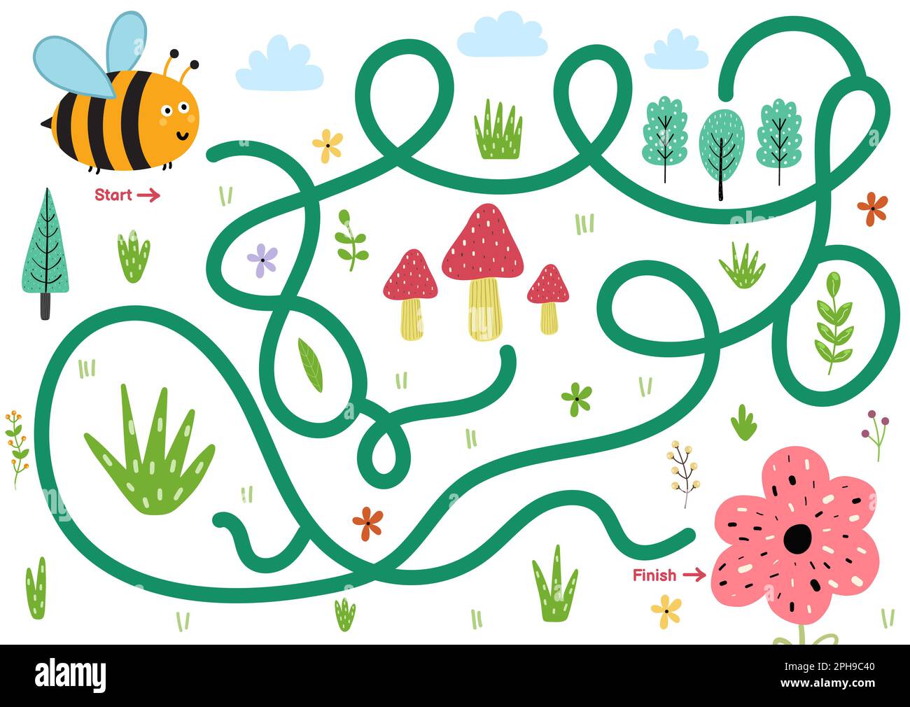 Help the bee find path to the flower. Choose the correct way maze ...