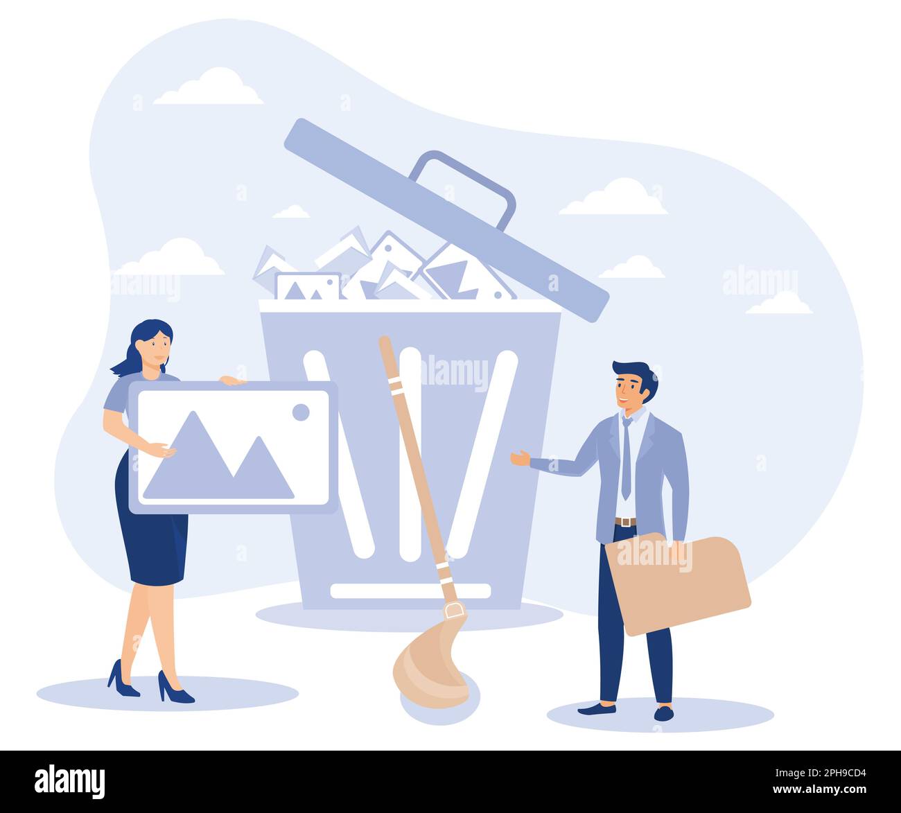 Delete concept. Tiny people deleting data. Flat vector modern ...