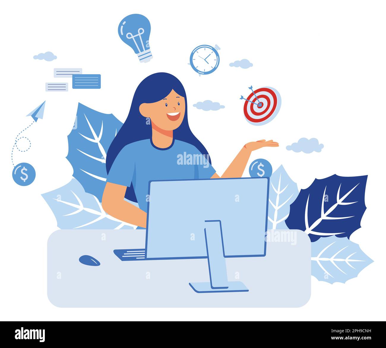 Multitasking work, productive master woman many hands productive doing ...