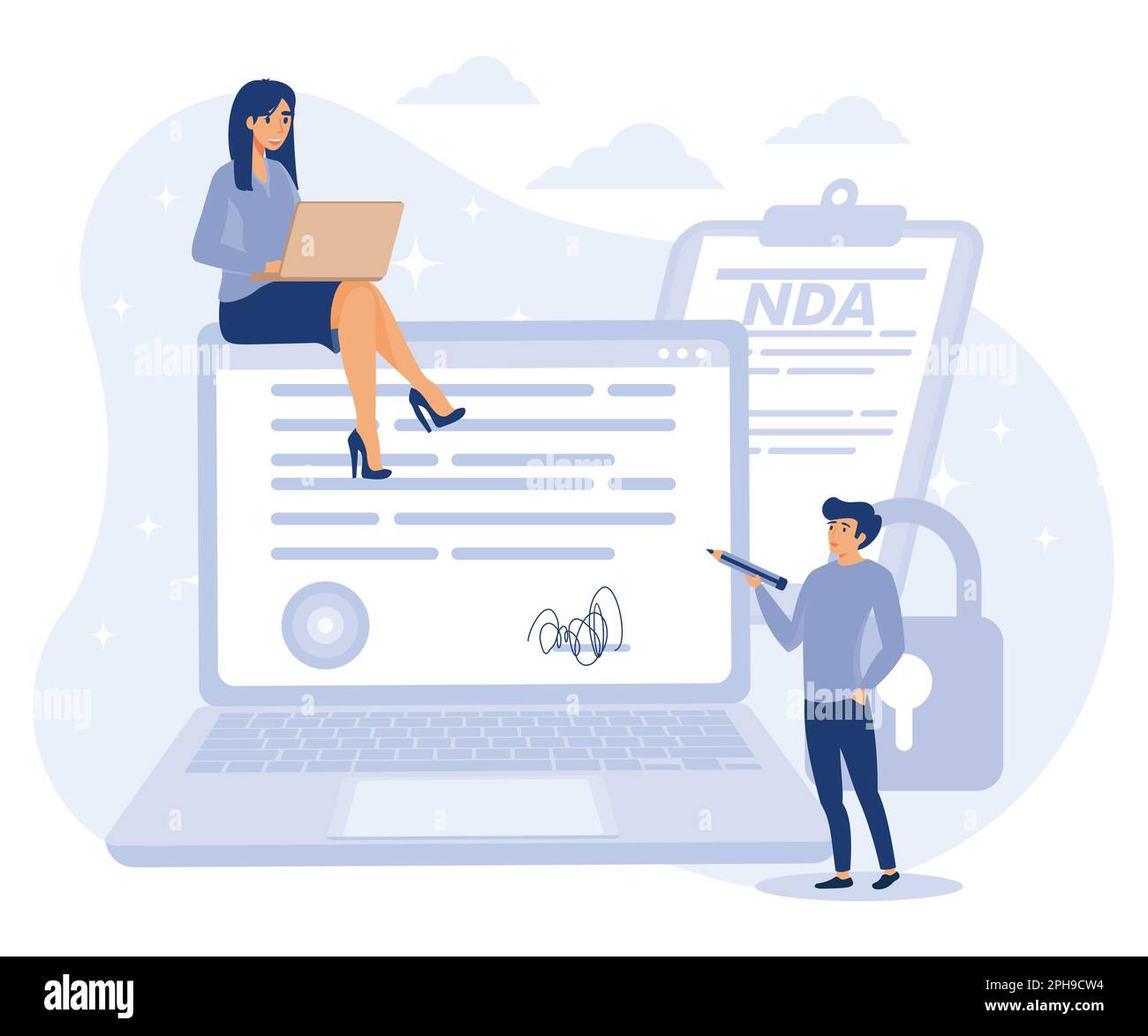 NDA concept. Non disclosure agreement. Corporate secret protection ...