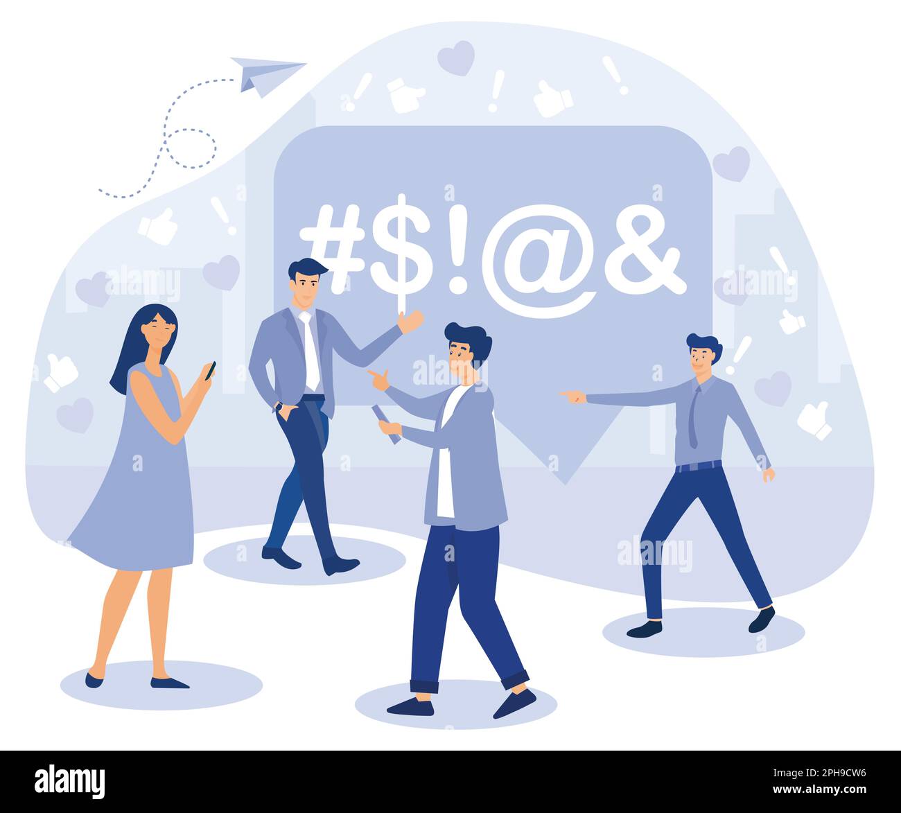 Haters online concept. Tiny people put dislikes and write negative ...