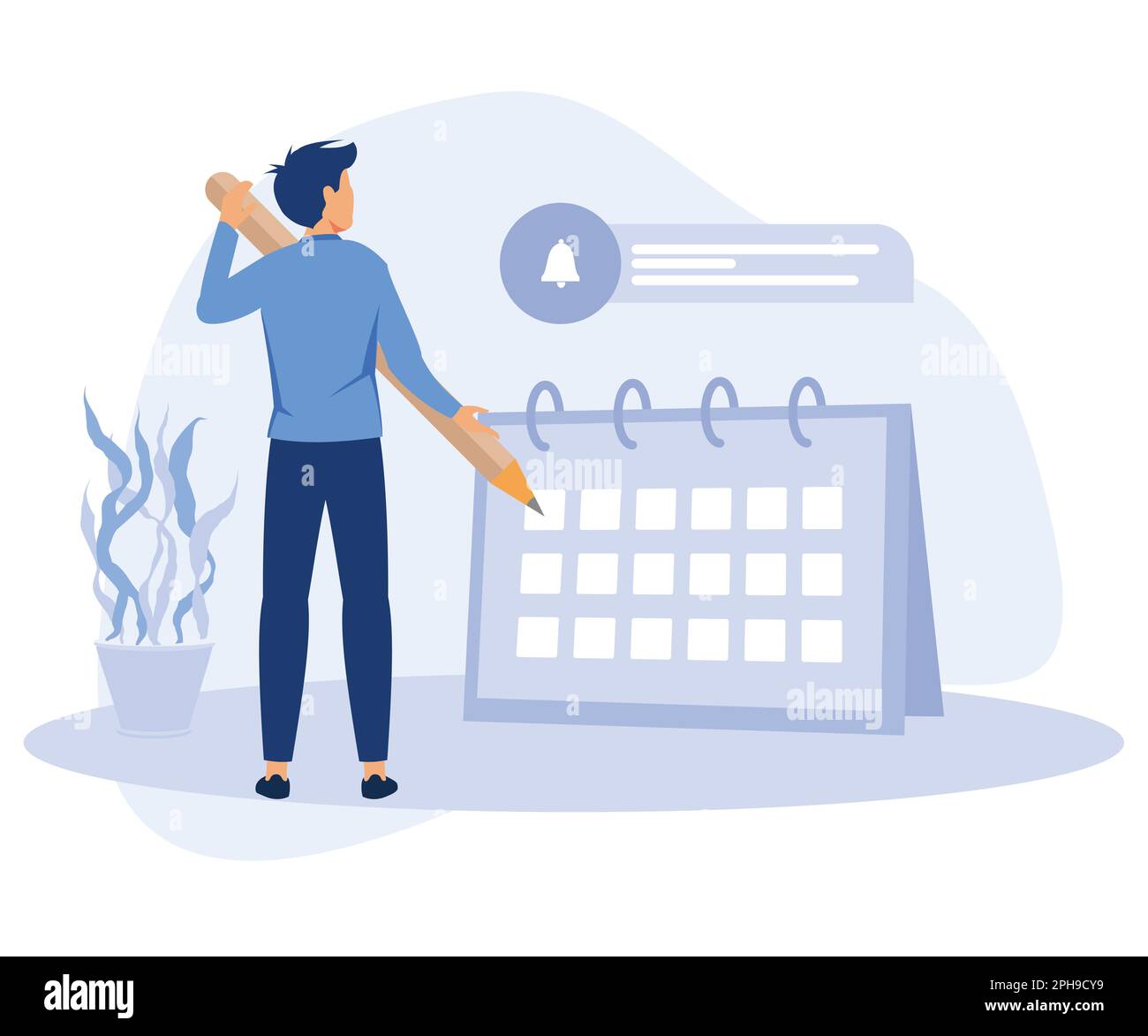 Business illustration, Characters planning and organizing schedule ...