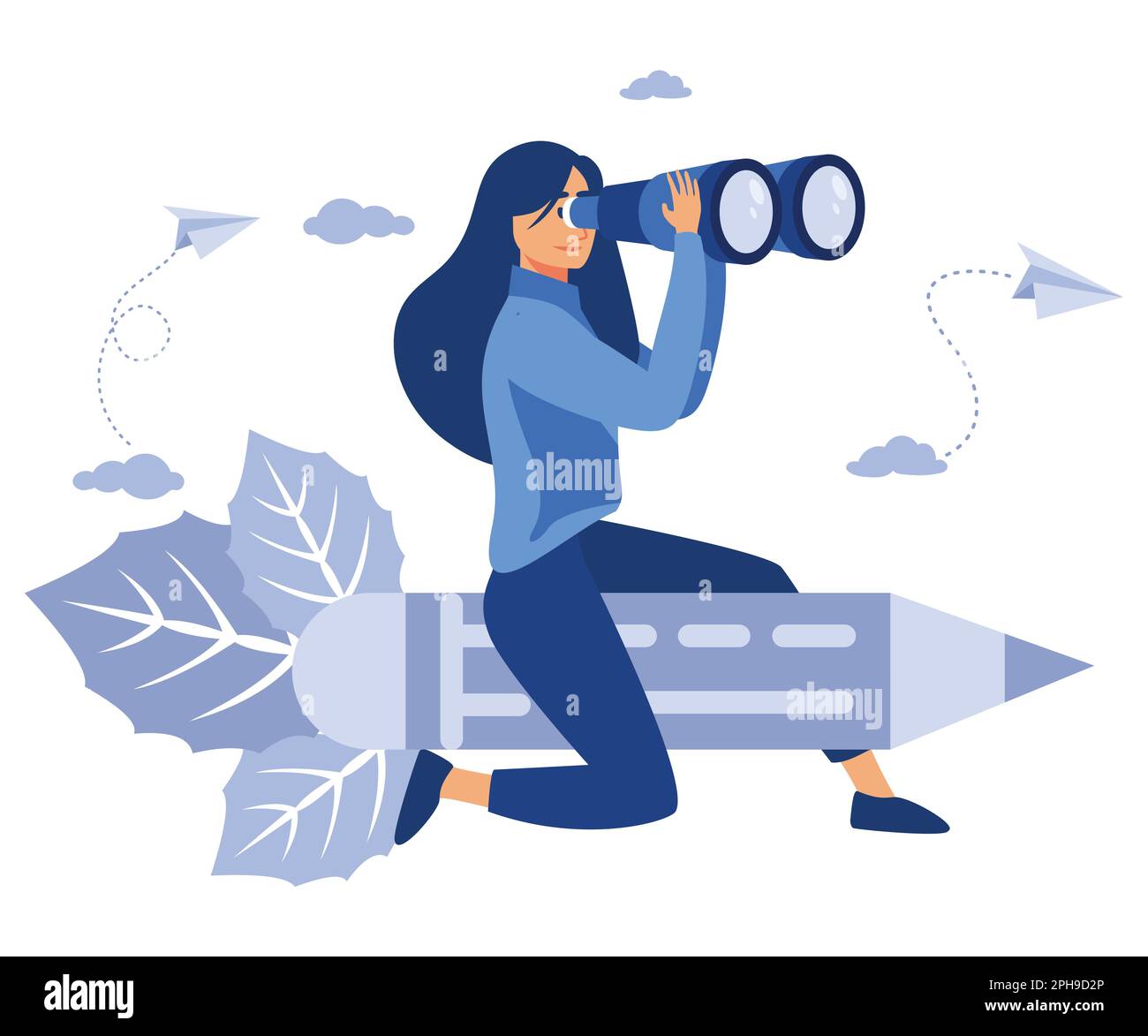 talented creative workers. girl creative artist designer flies on ...