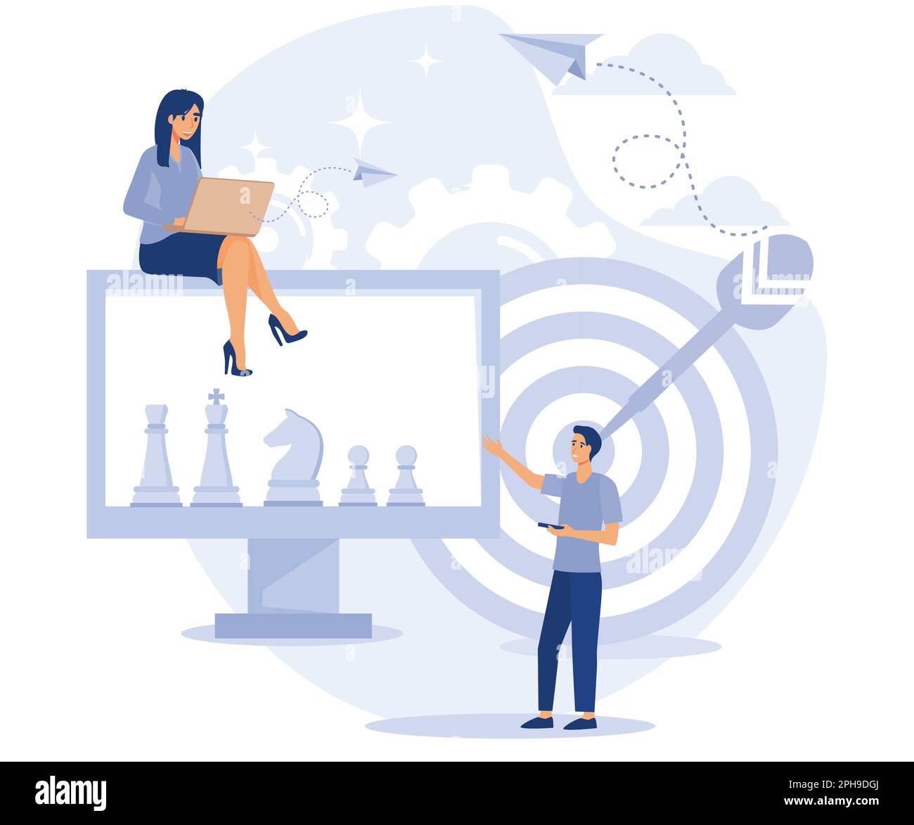 Business strategy concept. Chess game. Chess pieces. Flat vector modern ...