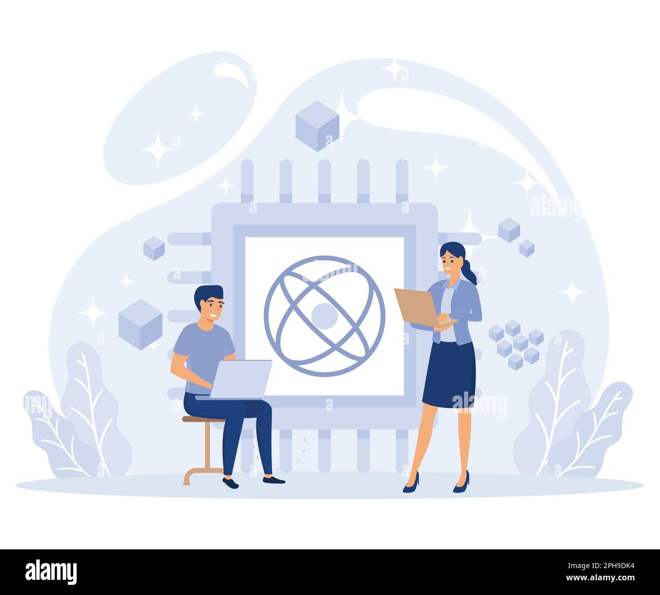 Technology quantum computing research vector digital data Stock Vector ...