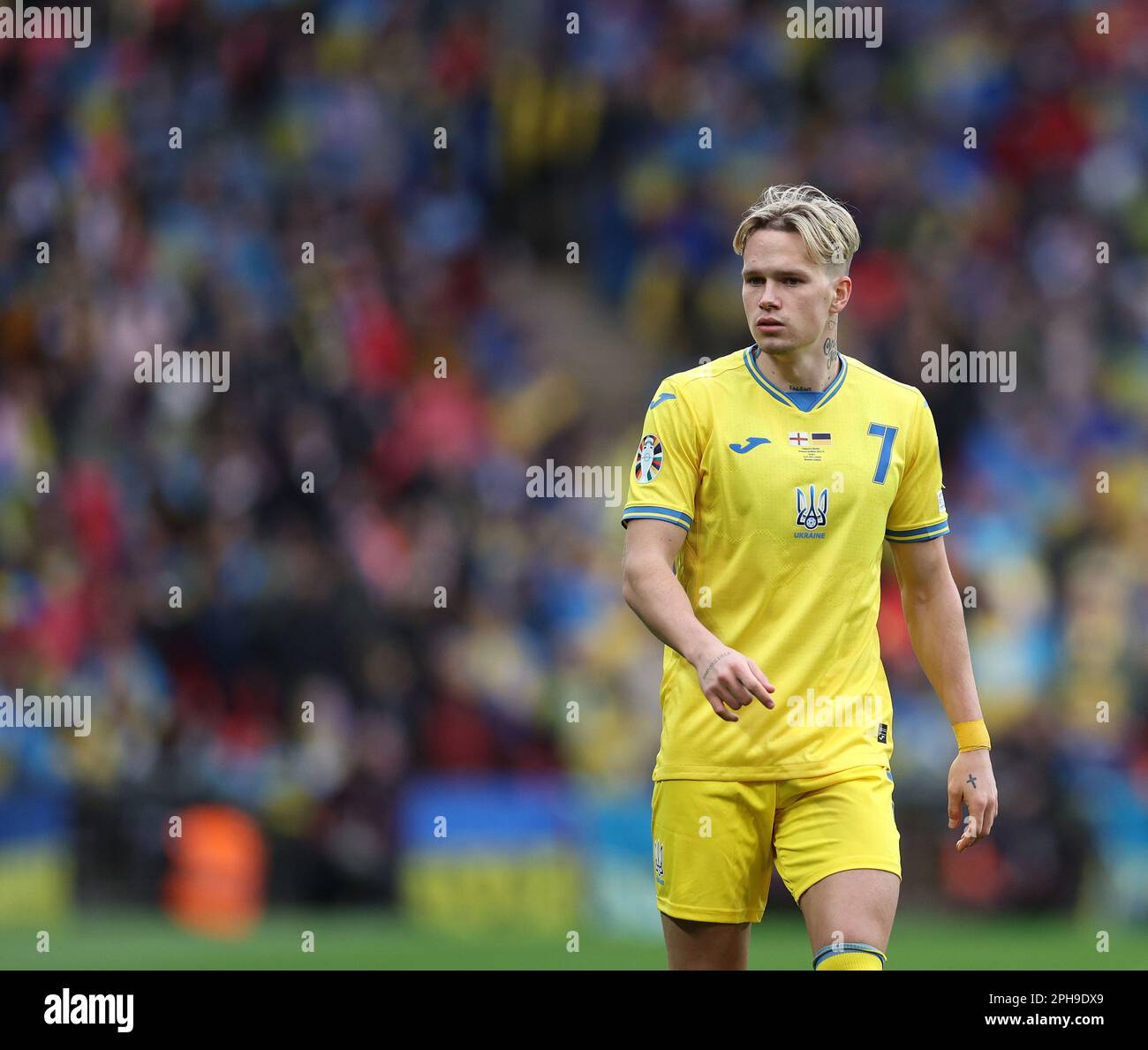 London, UK. 26th Mar, 2023. Mykhailo Mudryk of Ukraine during the UEFA ...