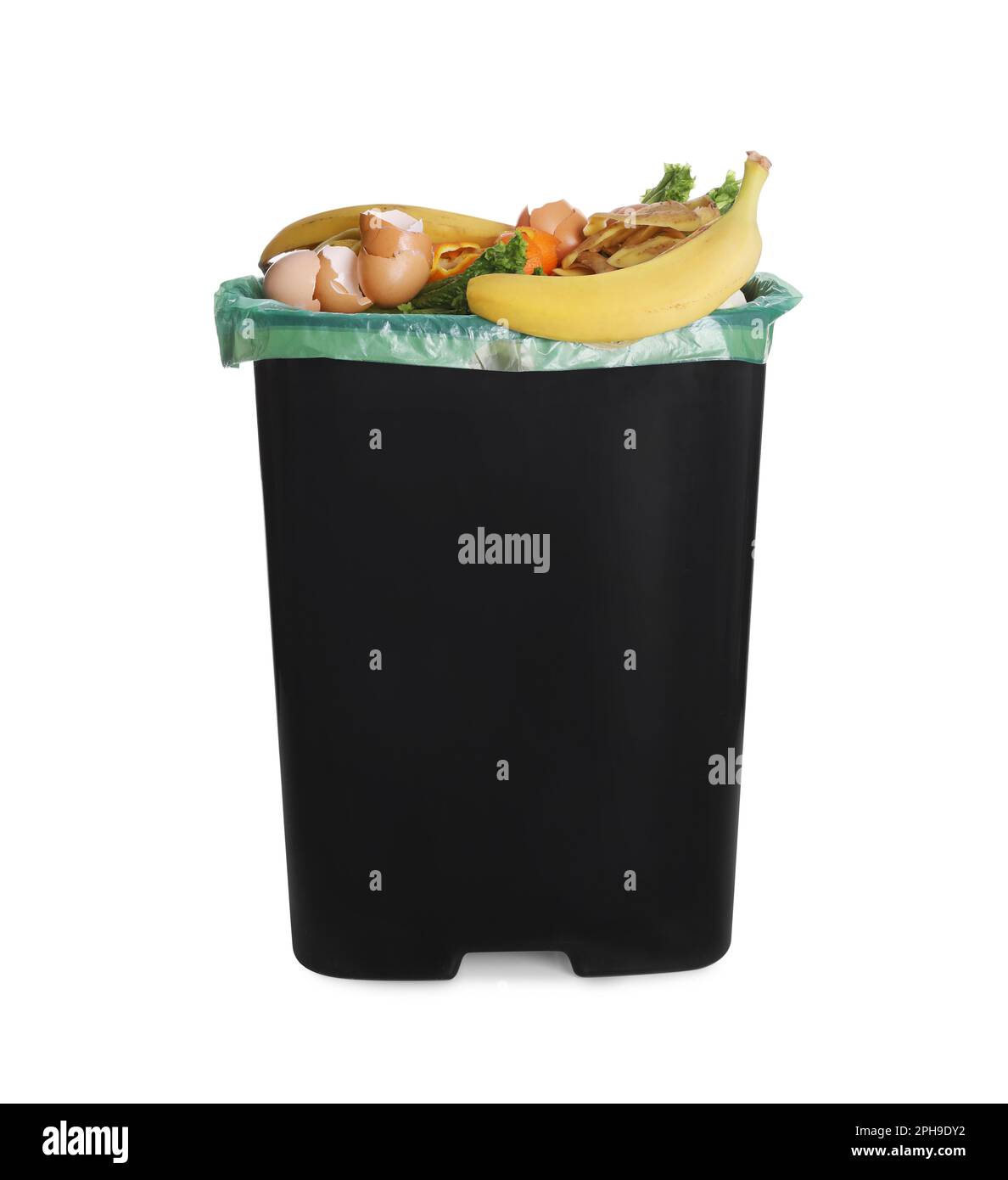 Bin full of garbage on white background. Rubbish recycling Stock Photo ...
