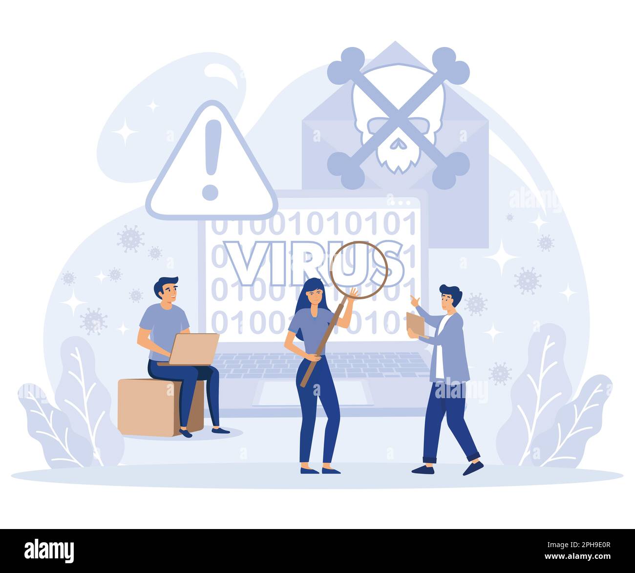 Computer Virus Concept Scam Alert Spam Malicious Application Envelope With Skull Flat