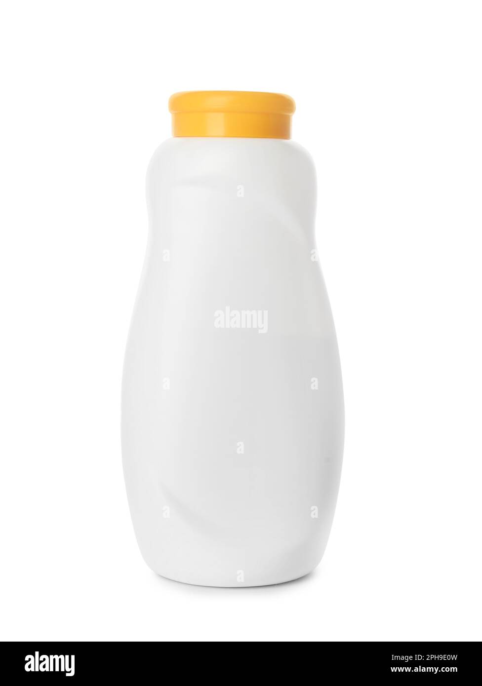 Bottle of dusting powder isolated on white, space for design. Baby ...