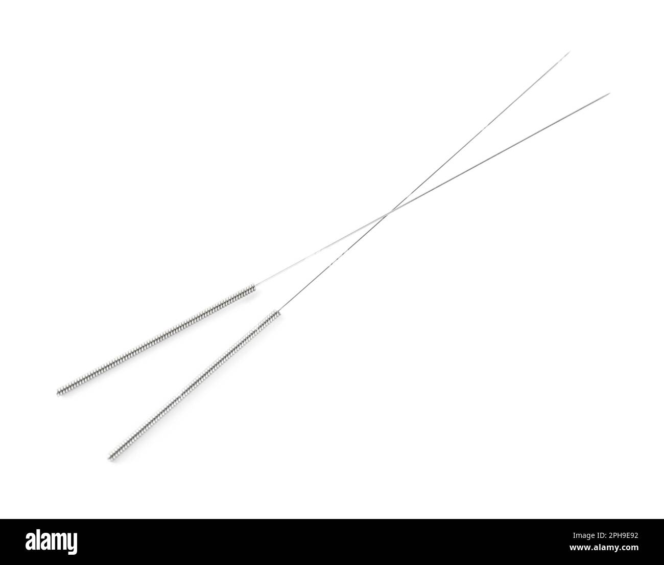 Two needles for acupuncture on white background Stock Photo - Alamy