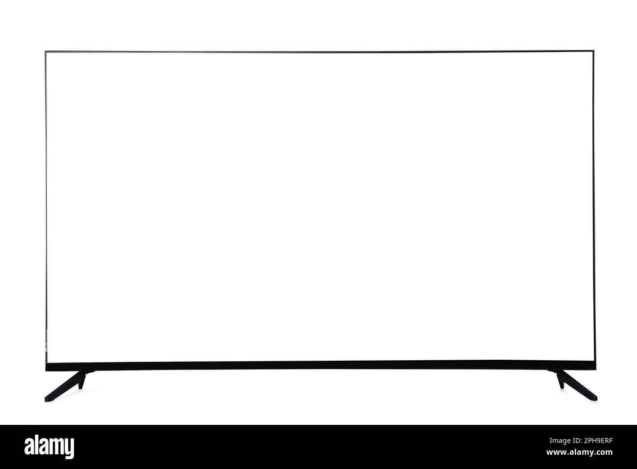 Wide TV with blank screen isolated on white Stock Photo - Alamy