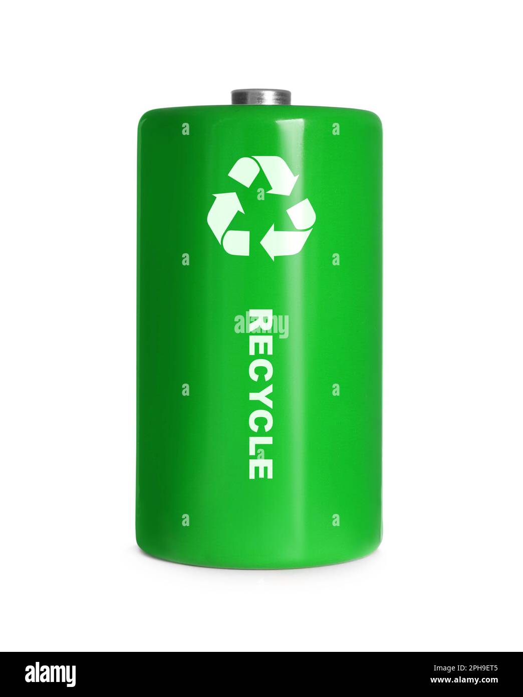 Battery with recycle symbol isolated on white Stock Photo - Alamy