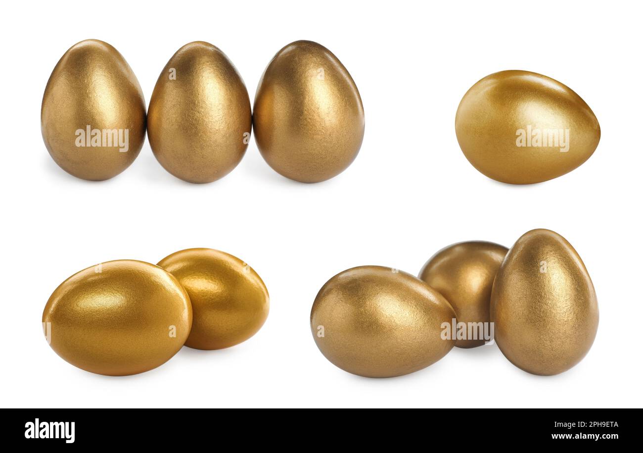 Set golden easter eggs Cut Out Stock Images & Pictures - Alamy