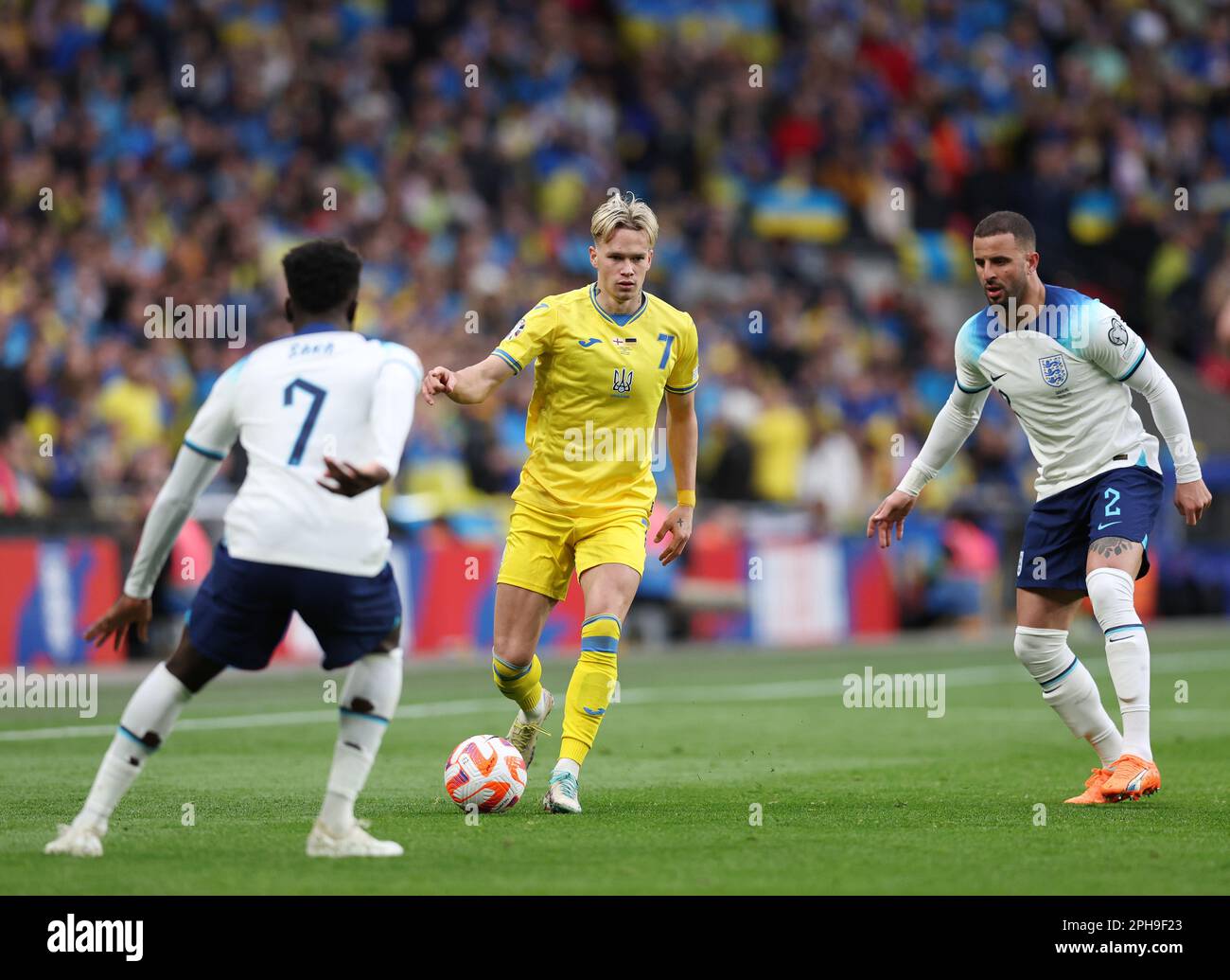 London, UK. 26th Mar, 2023. Mykhailo Mudryk of Ukraine during the UEFA ...