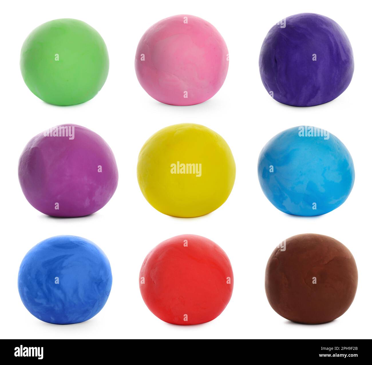 Set with different colorful play dough on white background Stock Photo ...