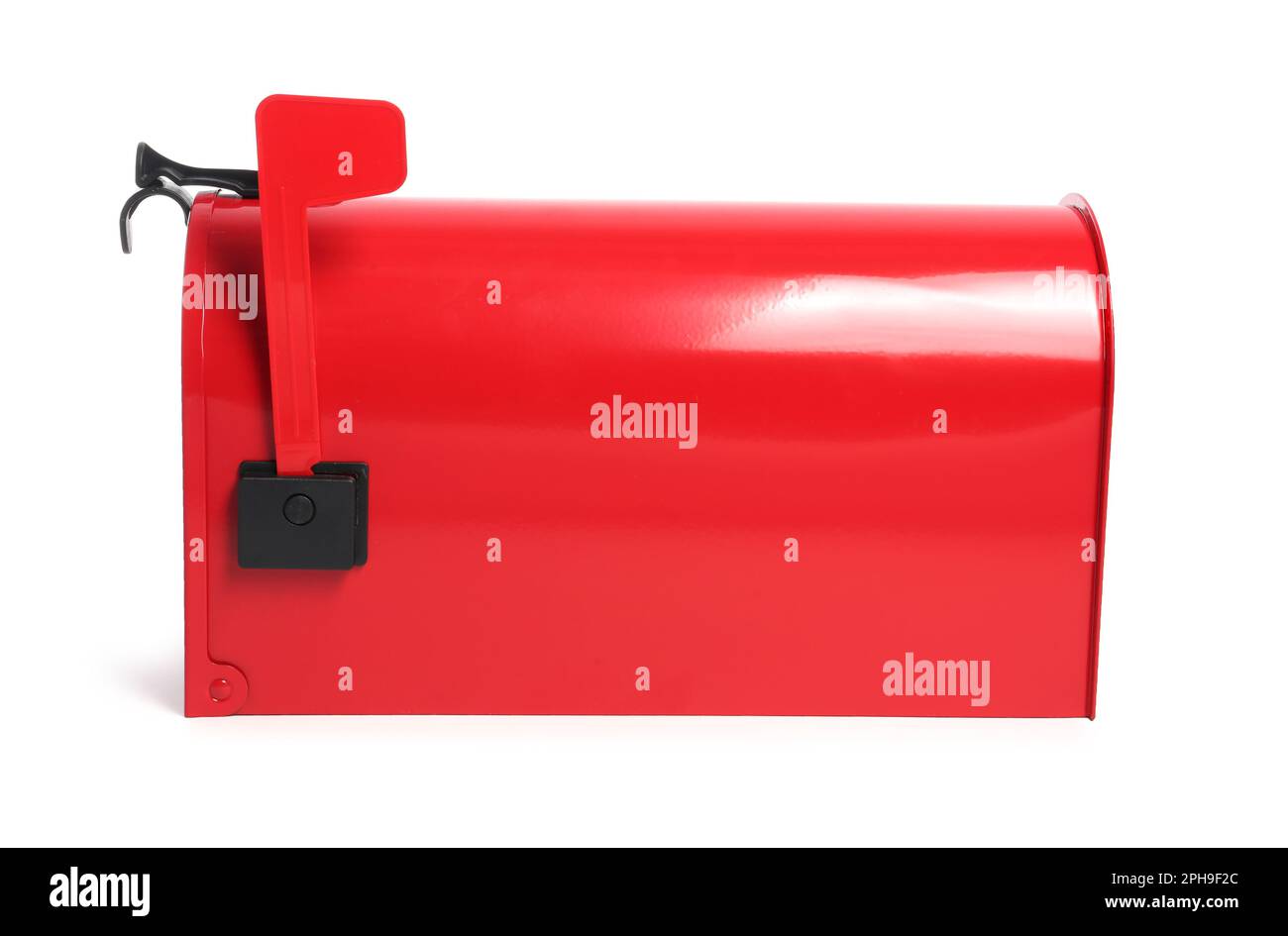 Shiny red letter box on white background Stock Photo - Alamy