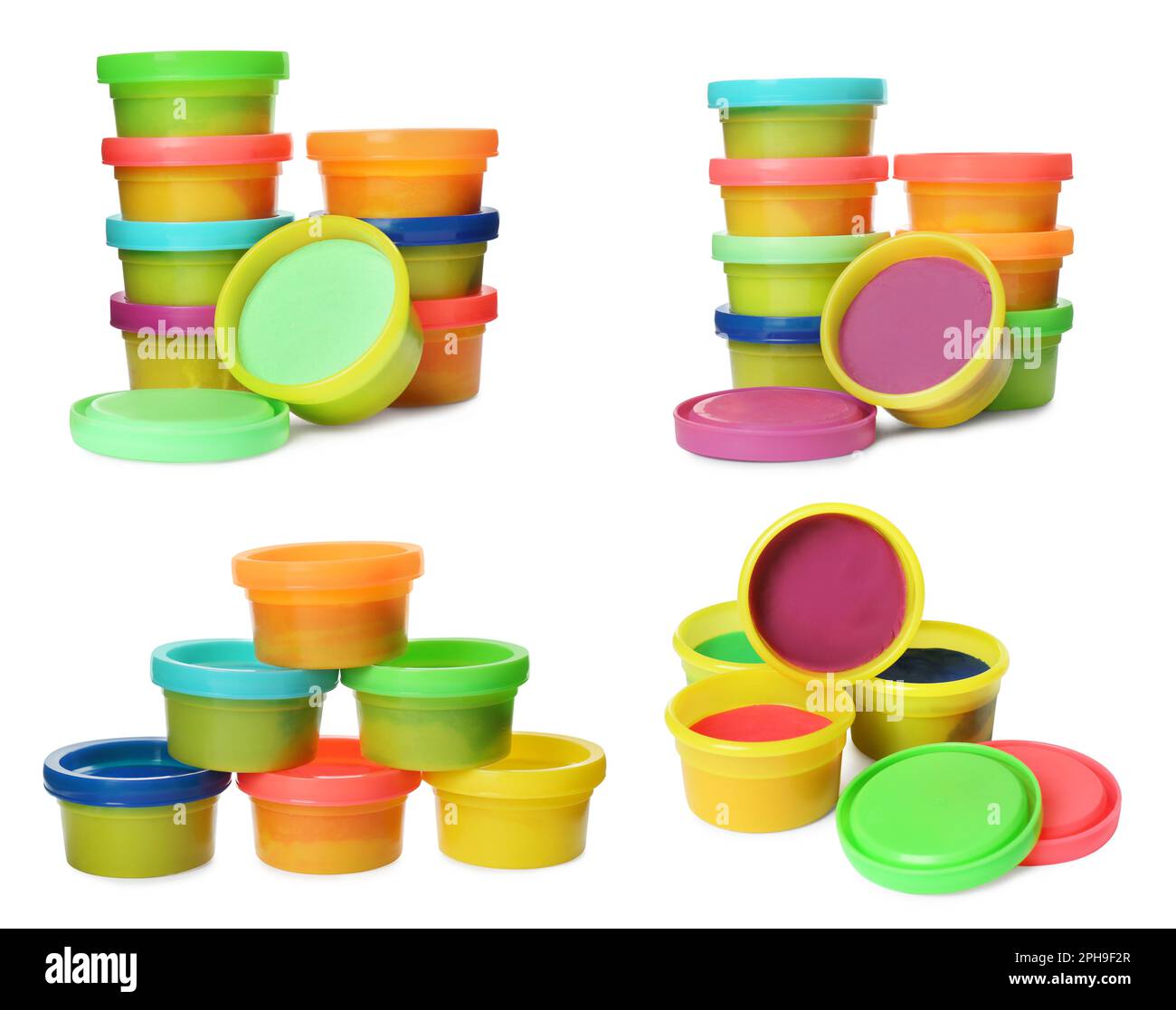 Set with different colorful play dough on white background Stock Photo ...