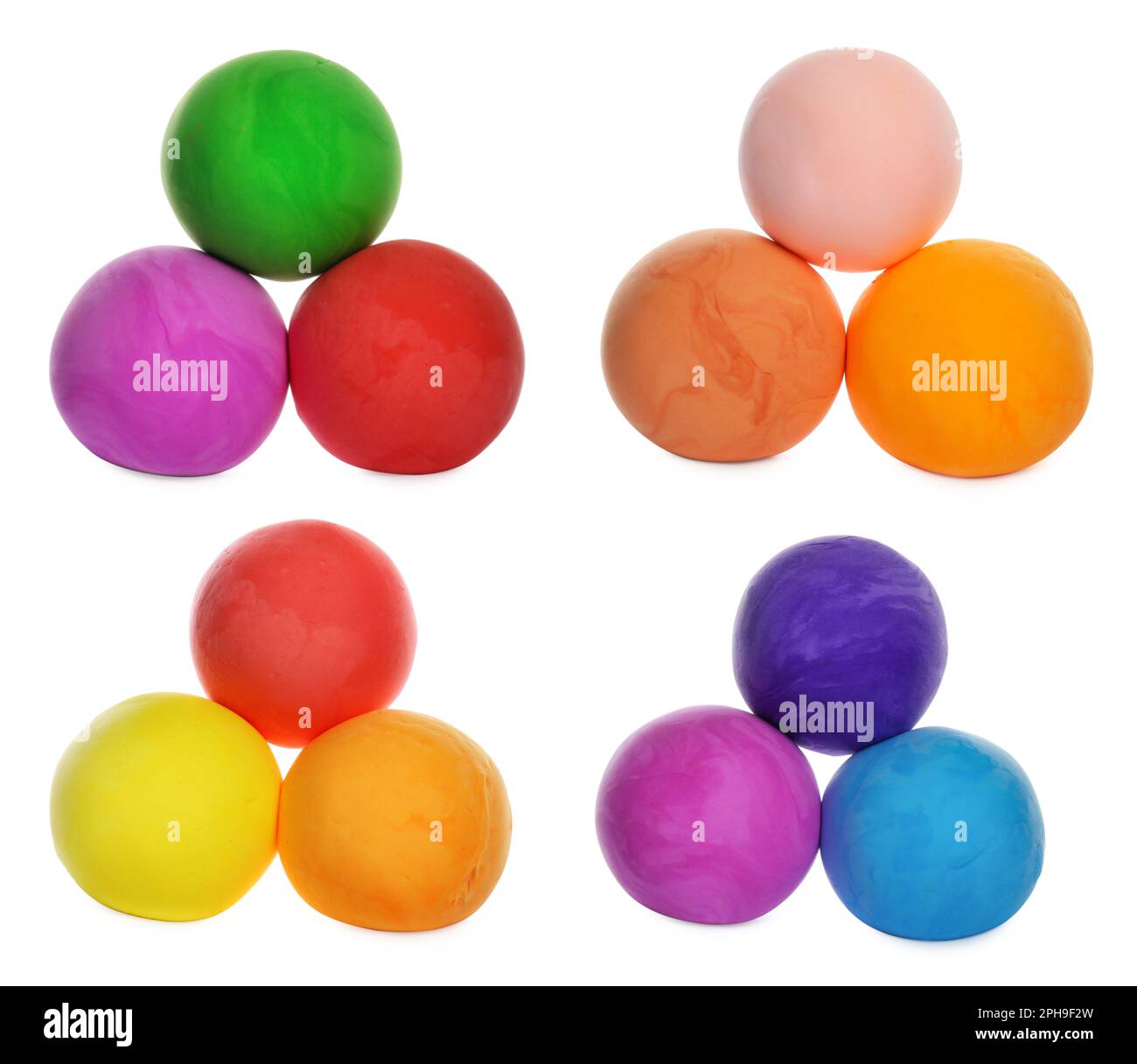 Set with different colorful play dough on white background Stock Photo ...