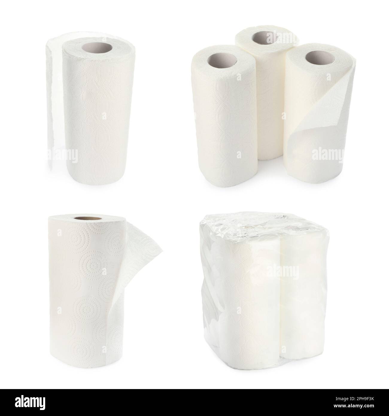 Set of paper towels on white background Stock Photo - Alamy