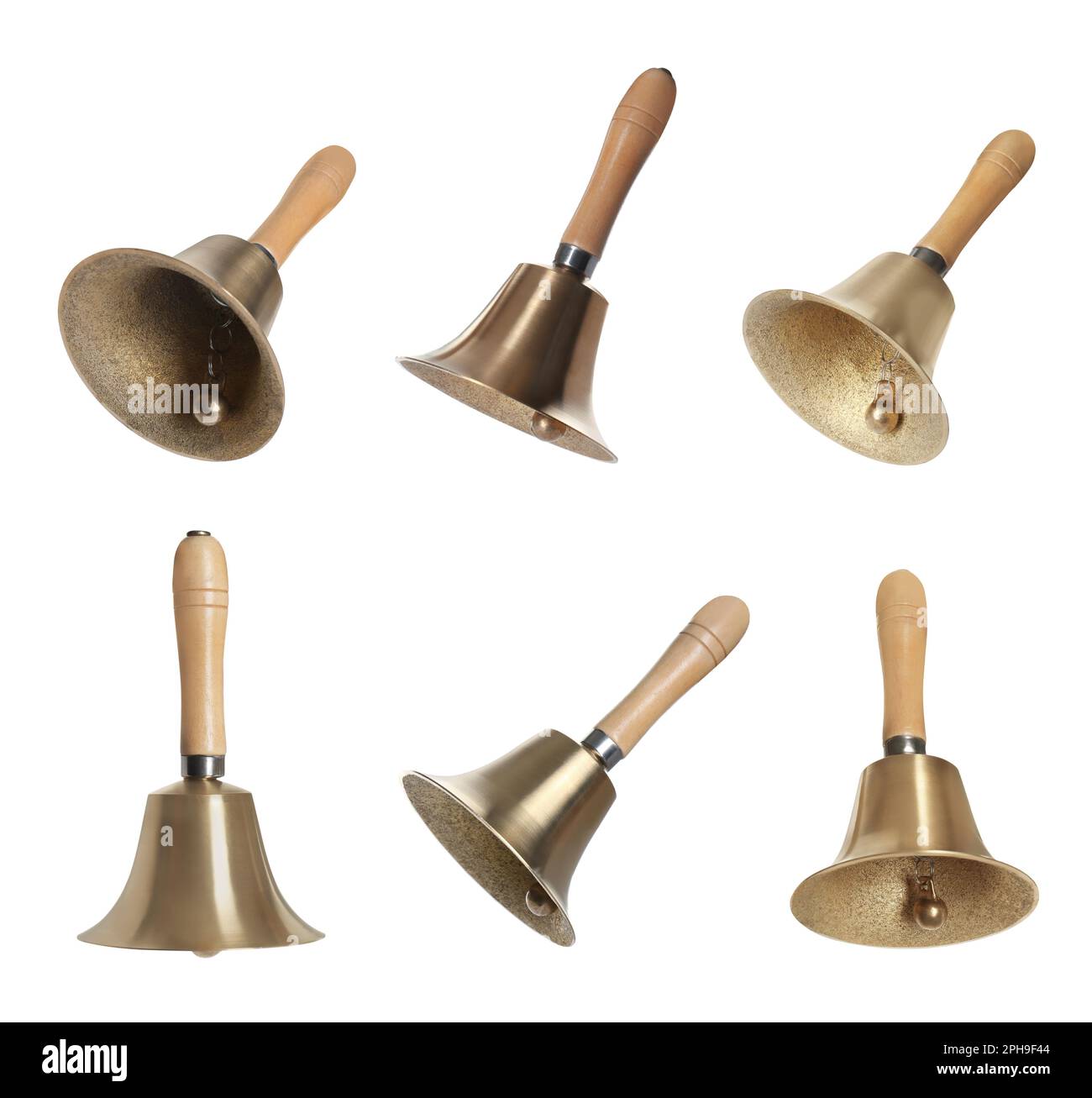 Set with school bells on white background Stock Photo - Alamy