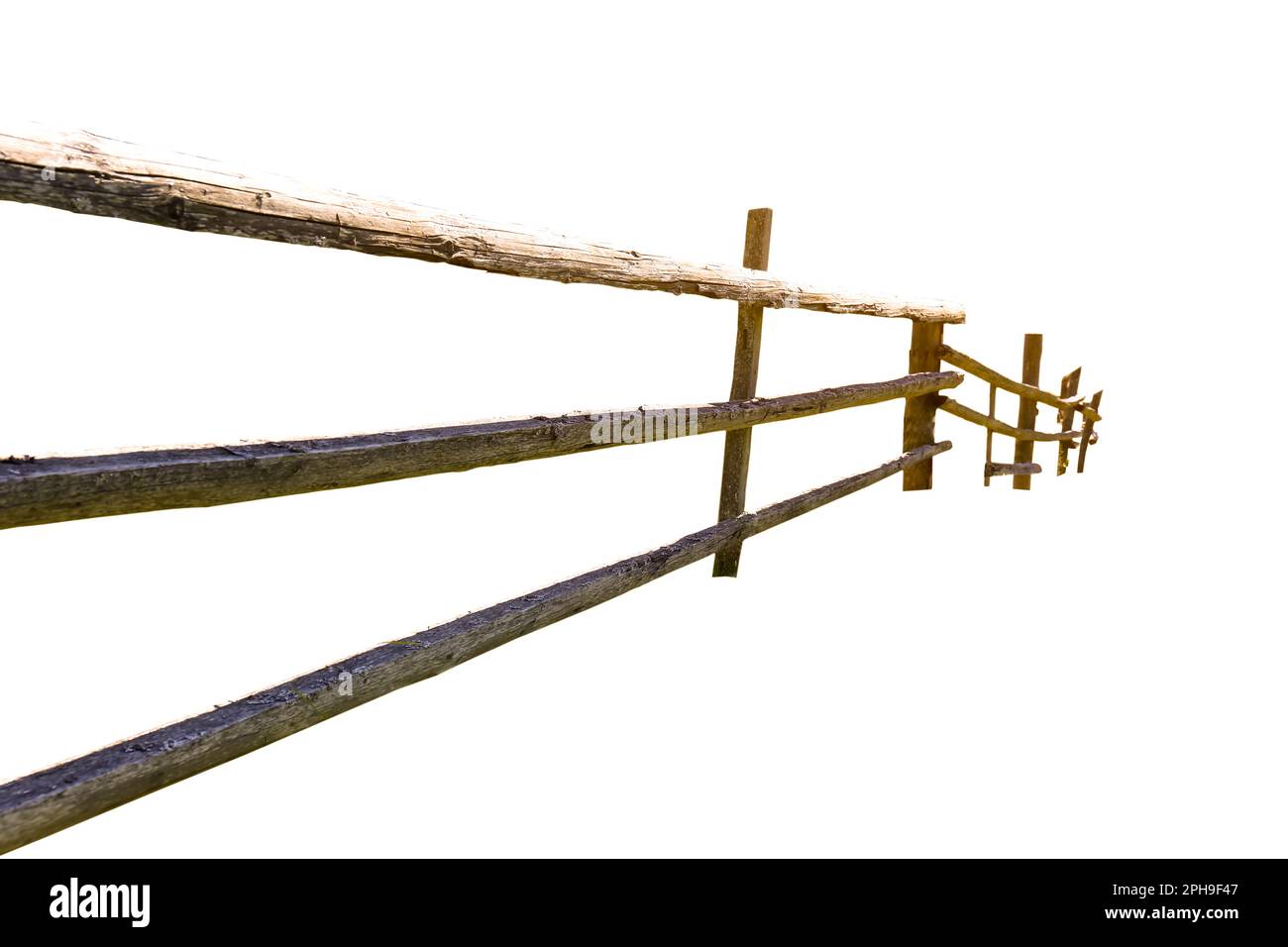 Wooden fence made of old timber isolated on white Stock Photo - Alamy