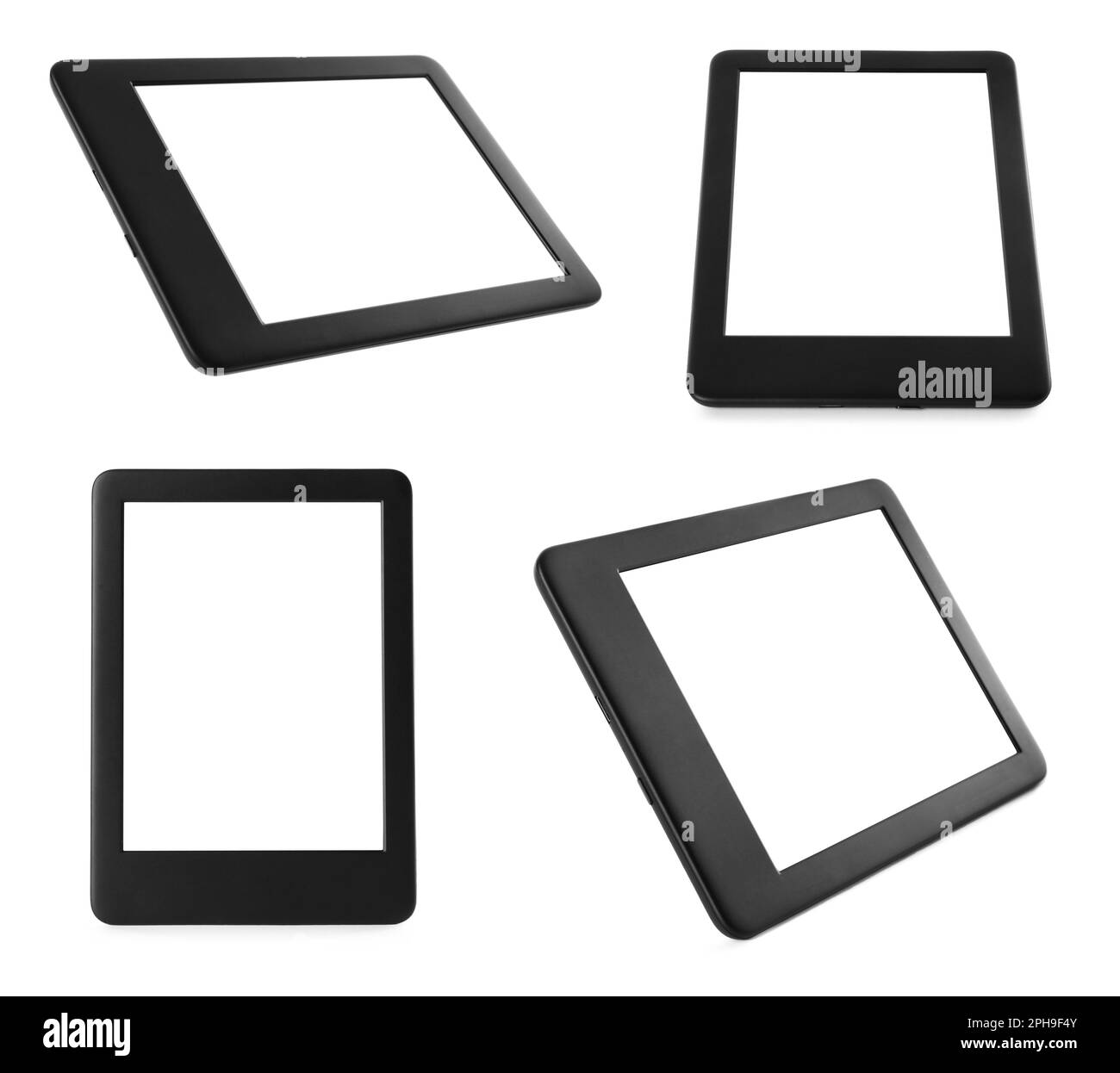 Set with ebook readers on white background Stock Photo - Alamy