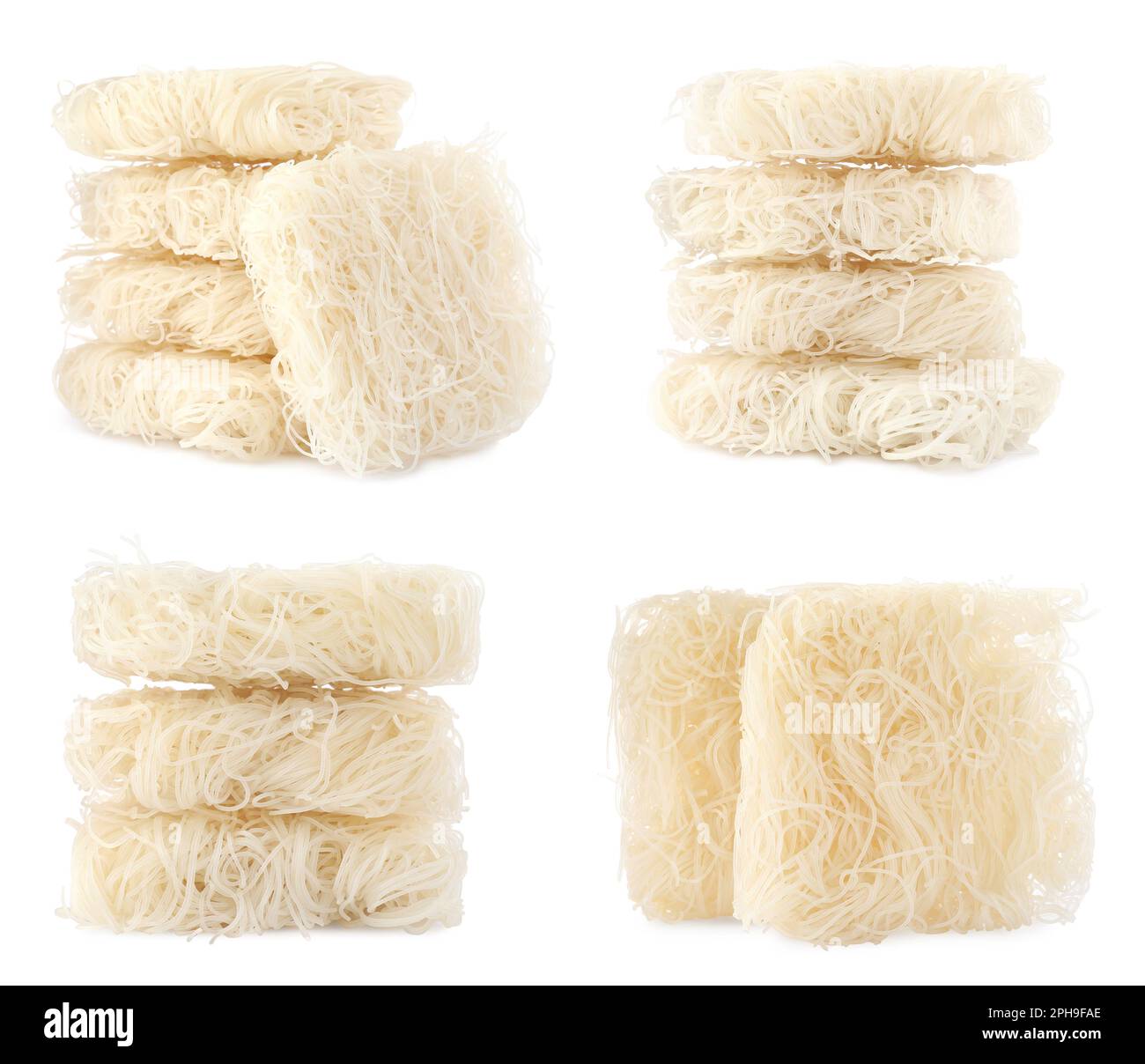Set with dried rice noodles on white background Stock Photo - Alamy