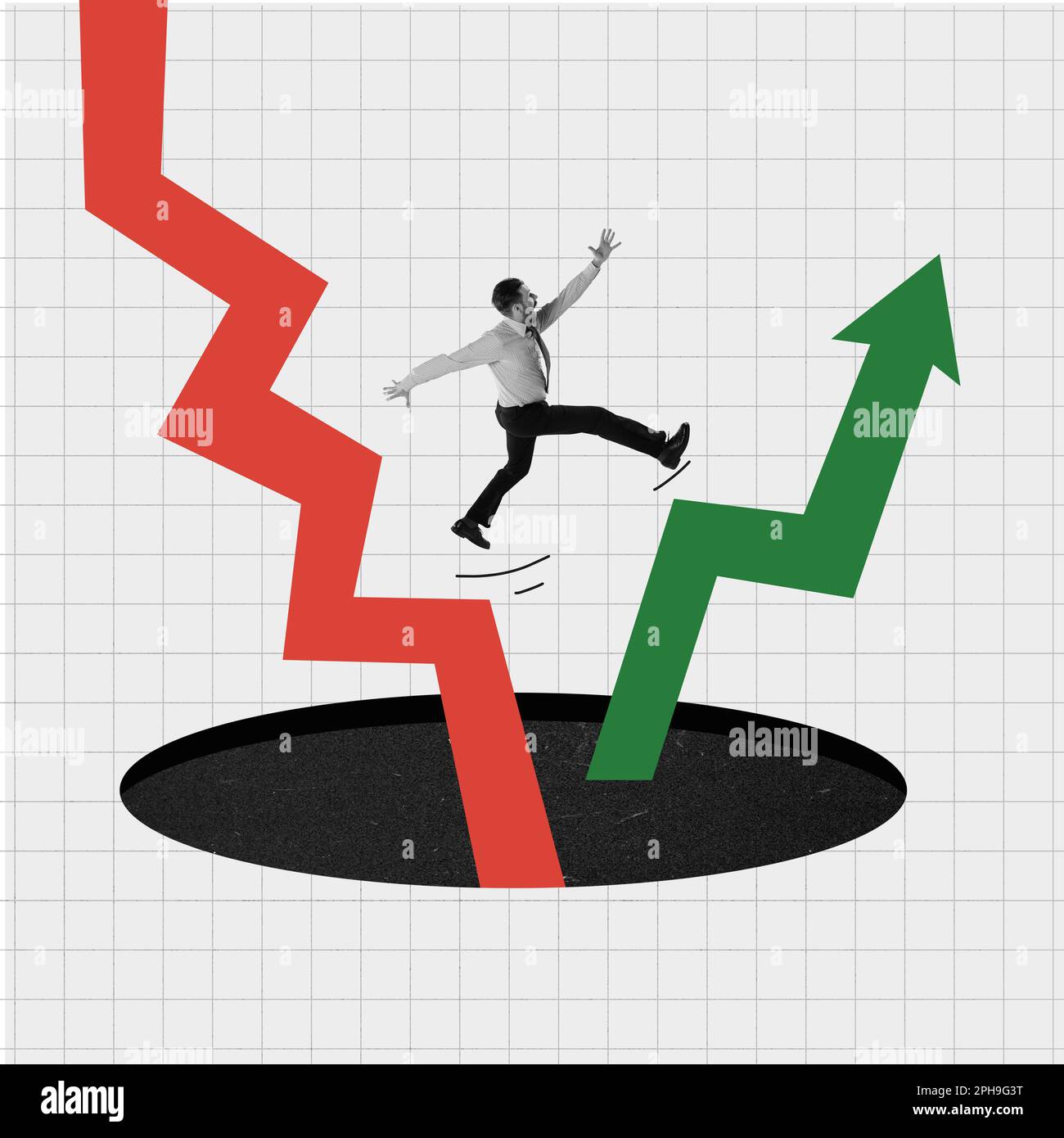 From failure to success. Motivated hard-working businessman going ...