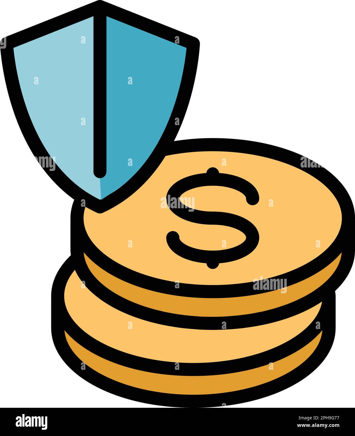 Secured compensation icon. Outline Secured compensation vector icon for ...