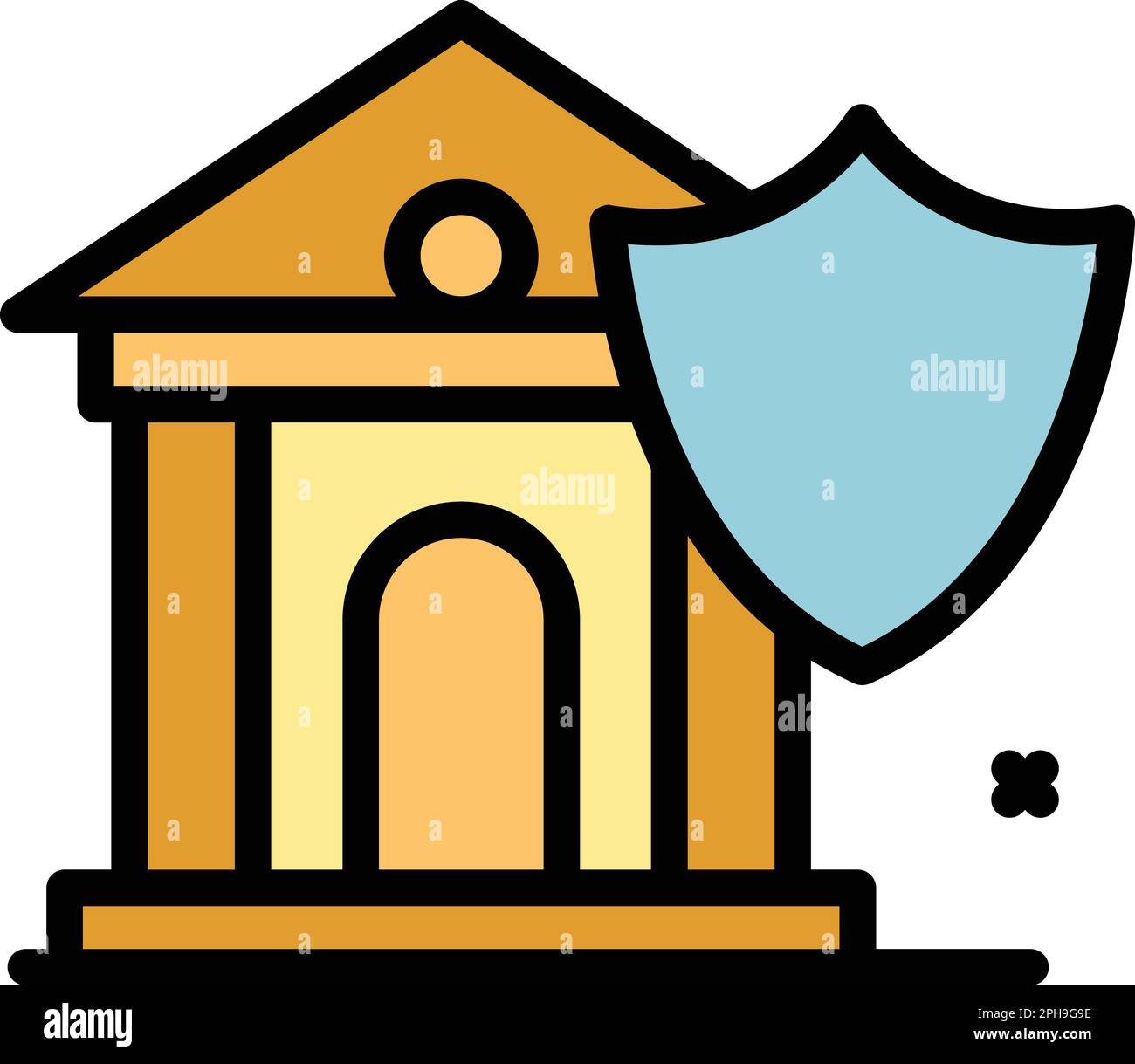 Secured bank icon. Outline Secured bank vector icon for web design ...
